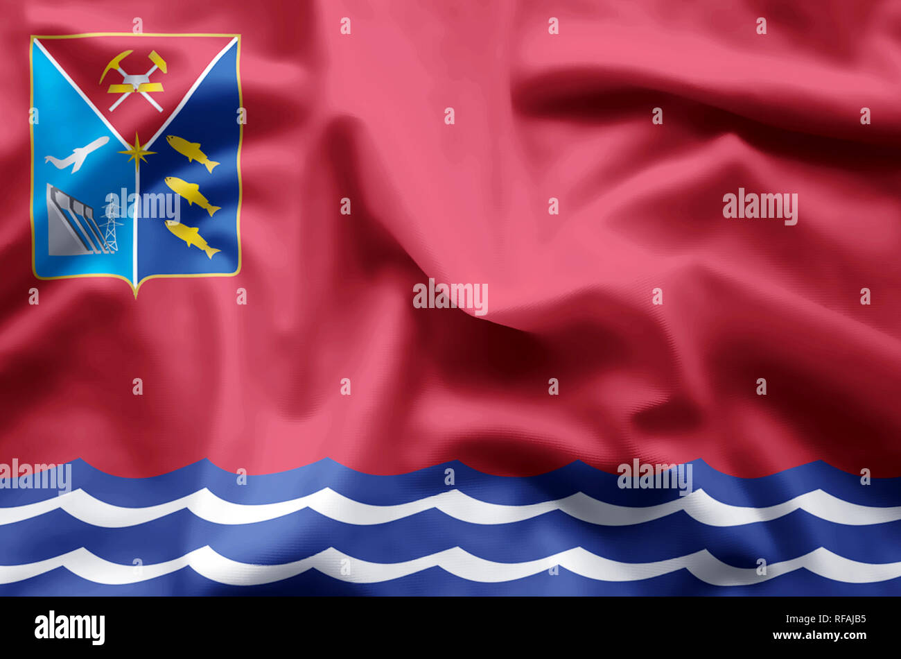 Magadan stylish waving and closeup flag illustration. Perfect for ...