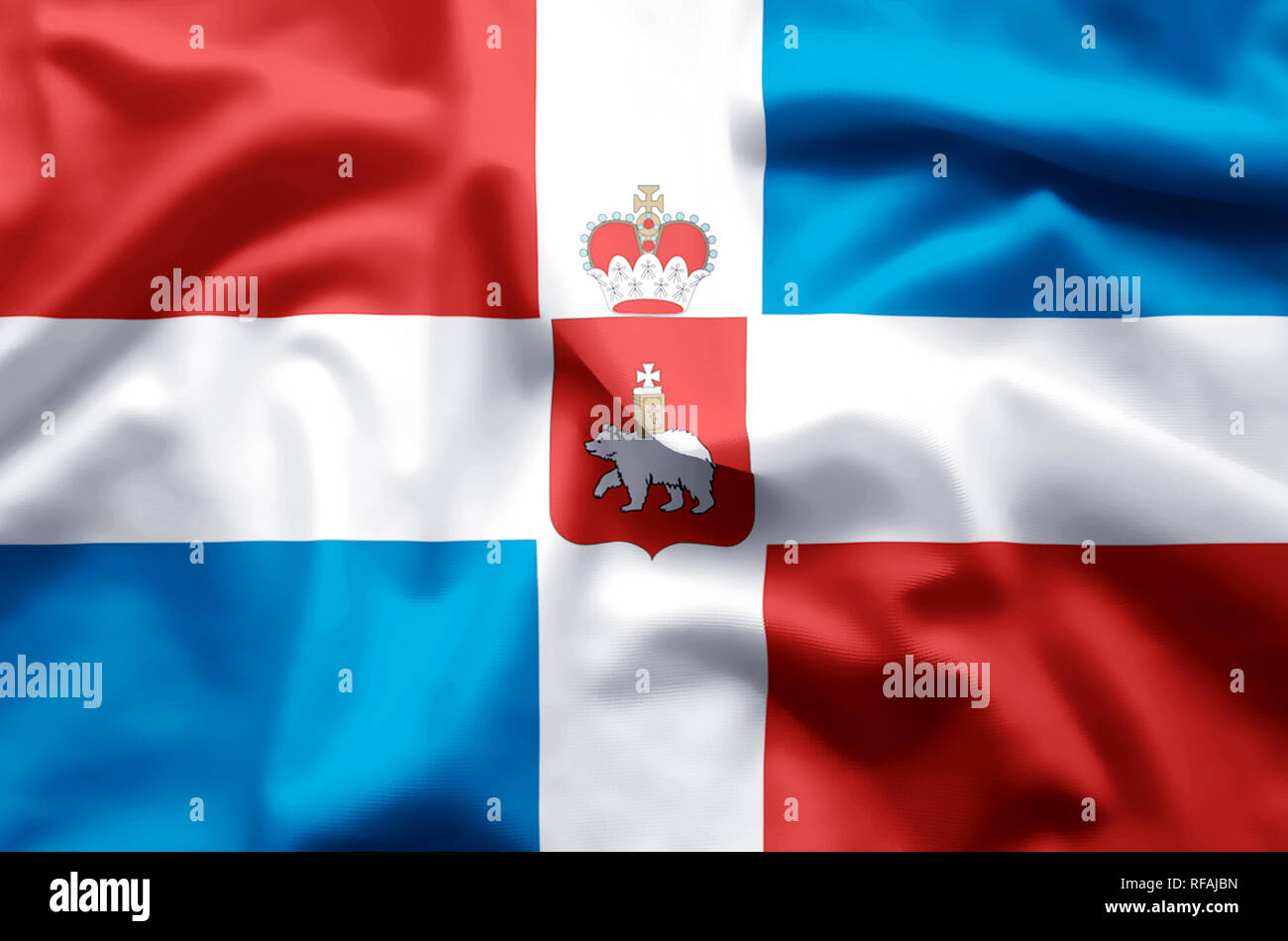 Perm stylish waving and closeup flag illustration. Perfect for ...