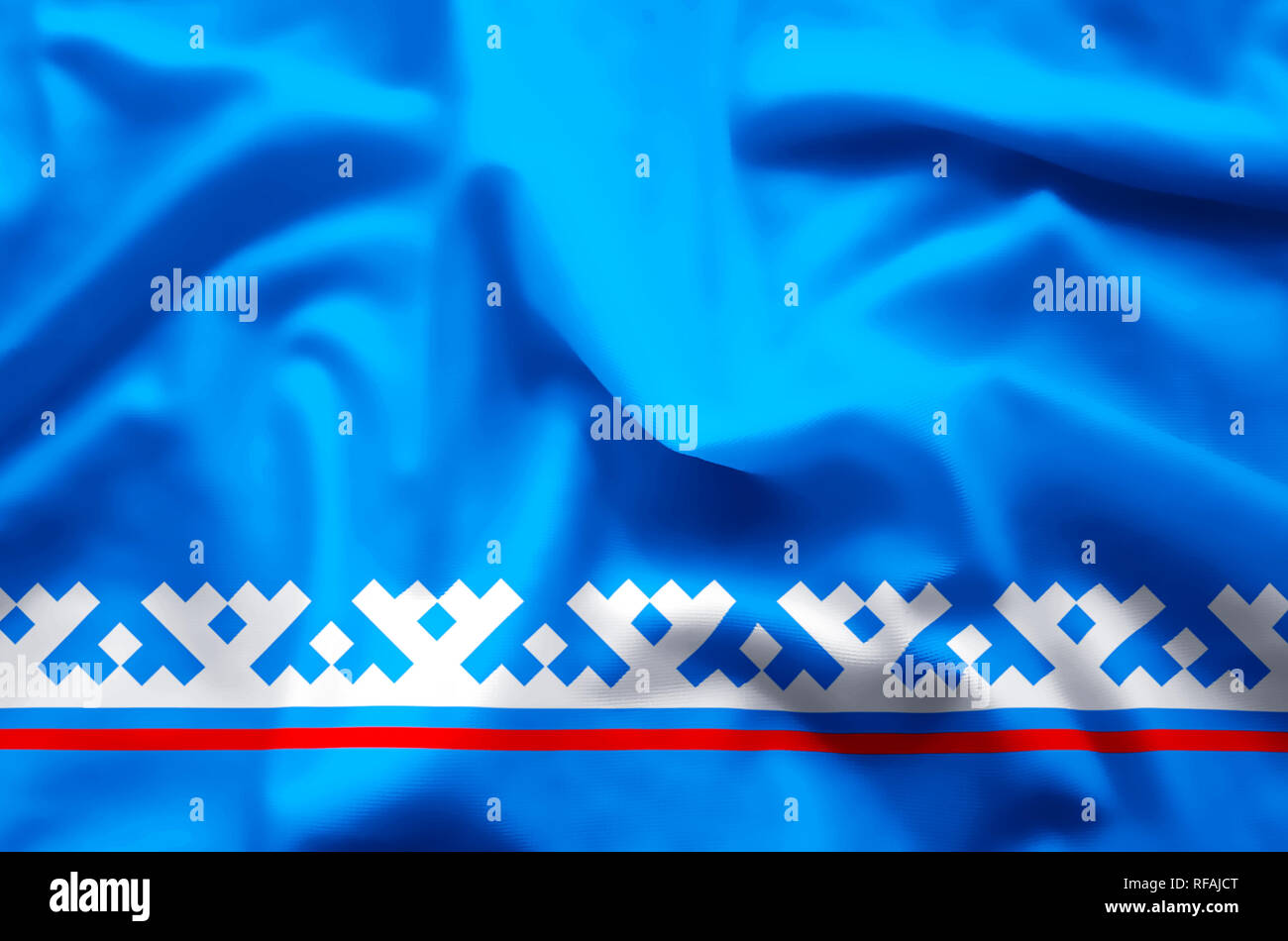 Yamal-Nenets Autonomous District stylish waving and closeup flag ...