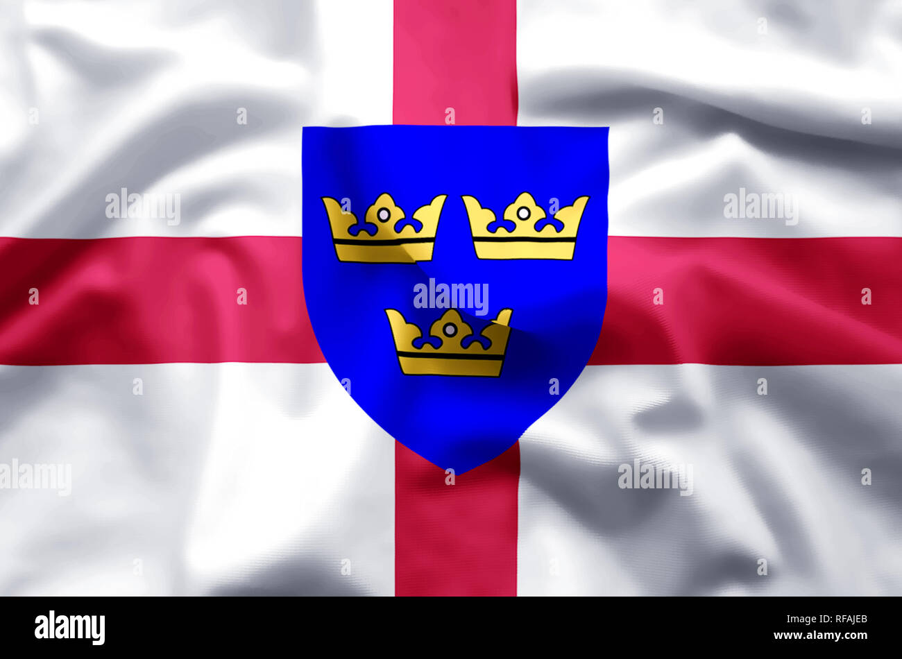 East Anglia stylish waving and closeup flag illustration. Perfect for ...