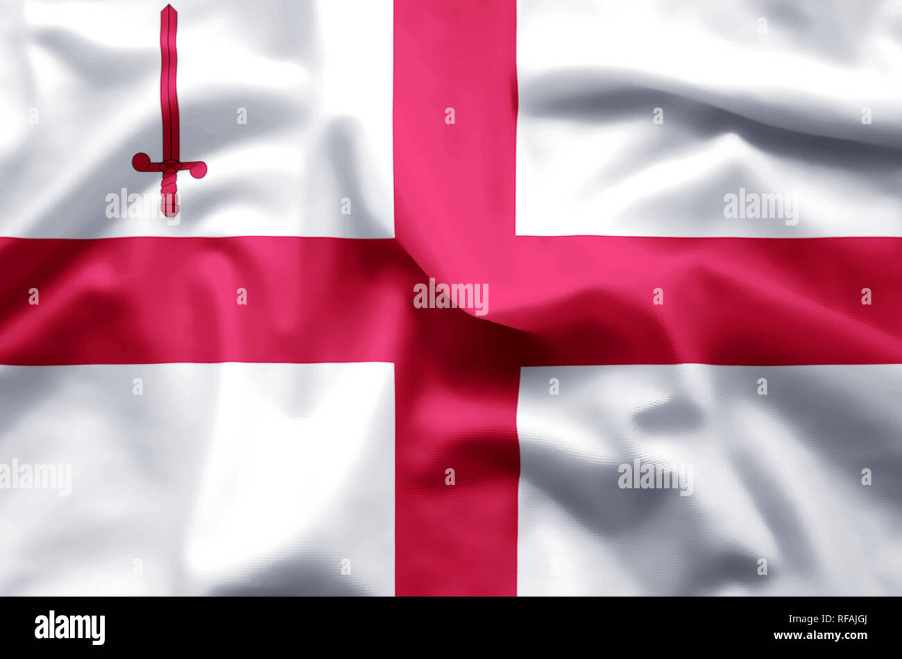 The City London stylish waving and closeup flag illustration. Perfect ...