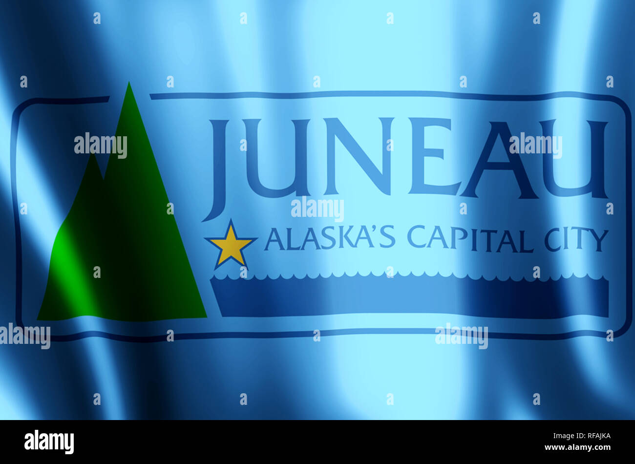 Juneau Alaska stylish waving and closeup flag illustration. Perfect for ...