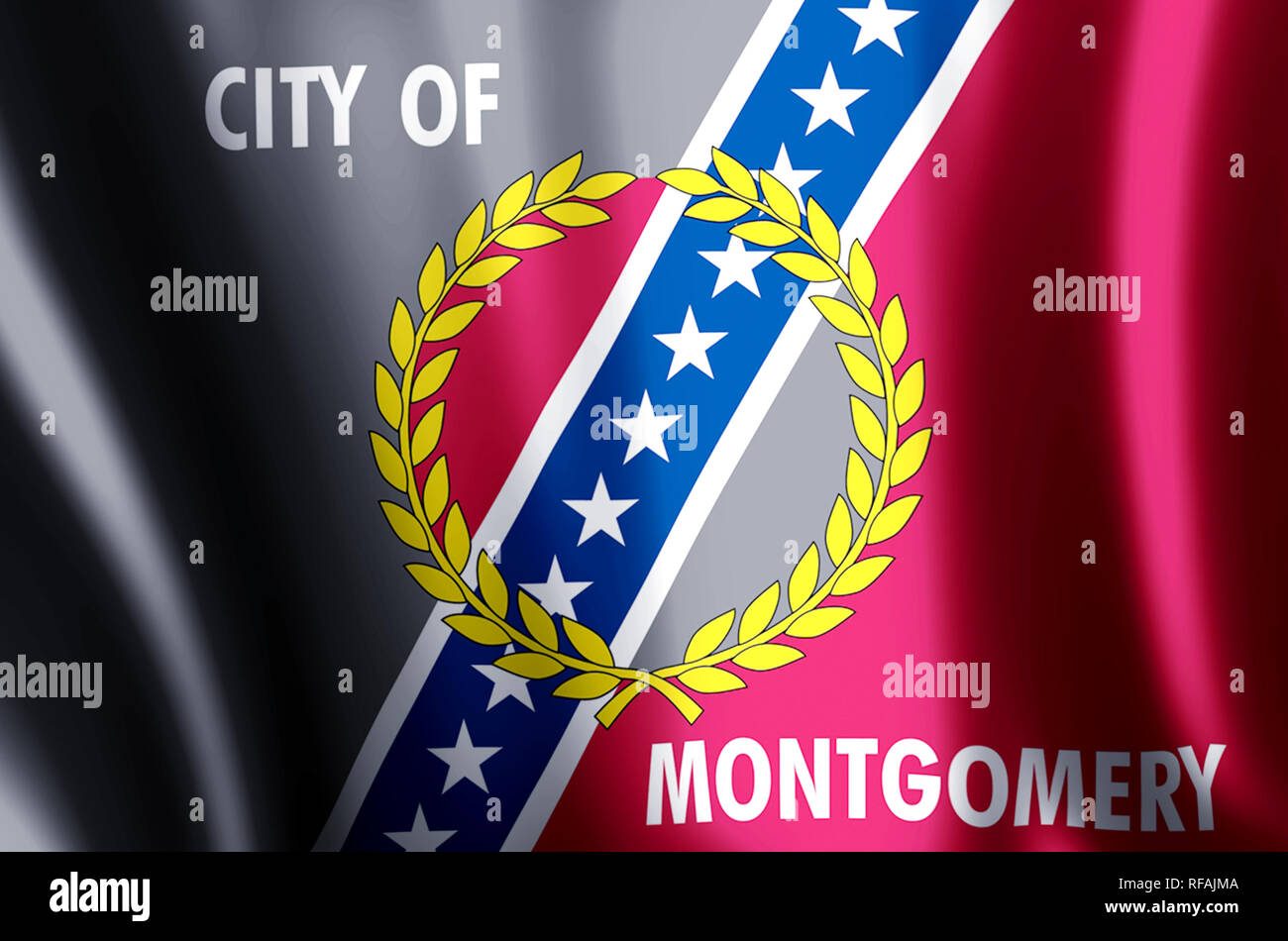Montgomery Alabama stylish waving and closeup flag illustration ...