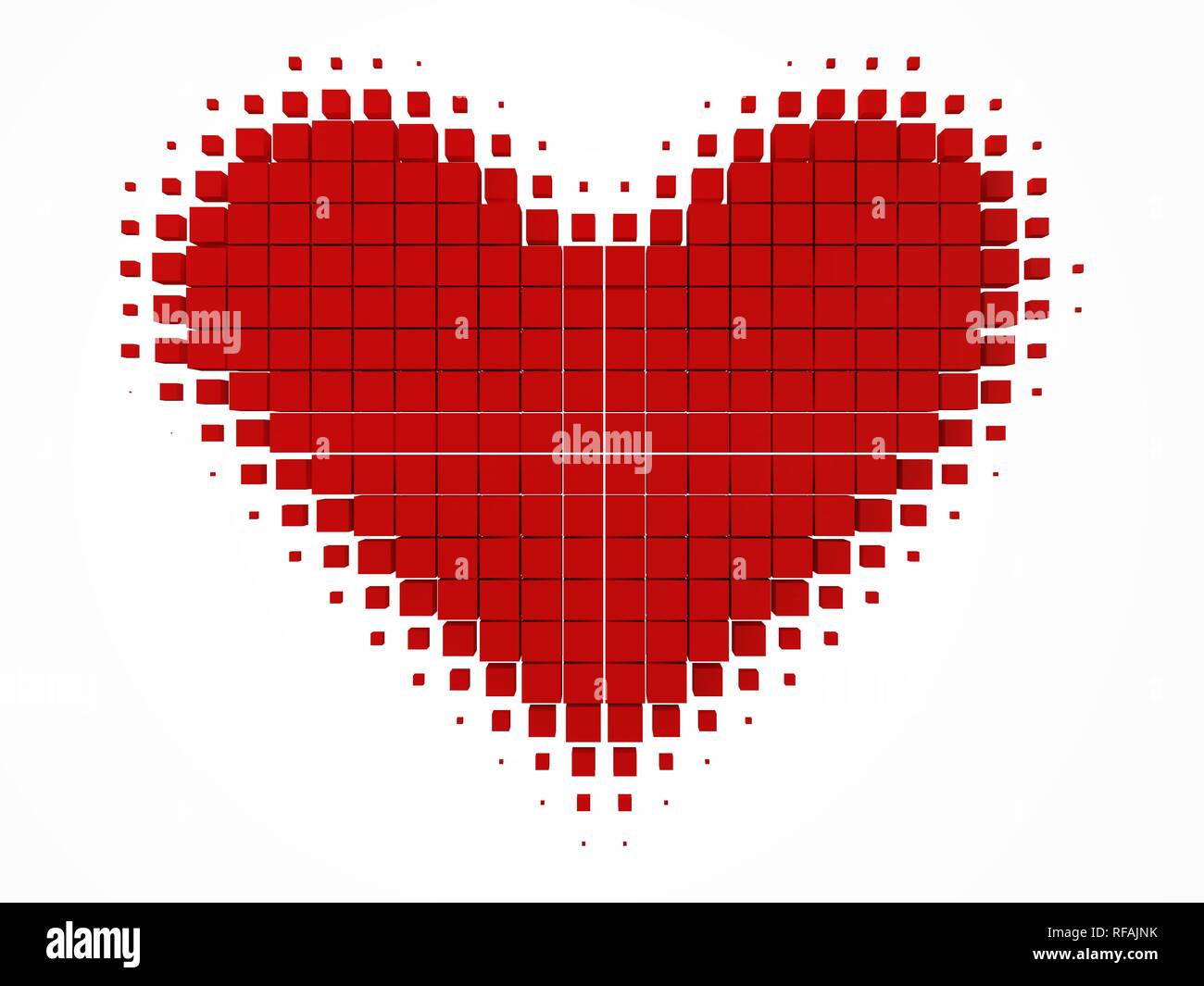 heart shaped data block. made with cubes. 3d pixel style vector ...