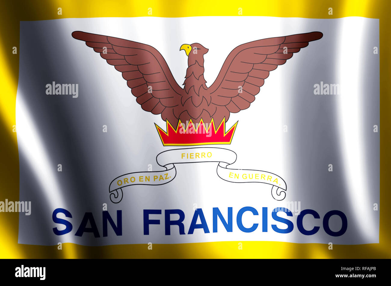 San Francisco stylish waving and closeup flag illustration. Perfect for ...