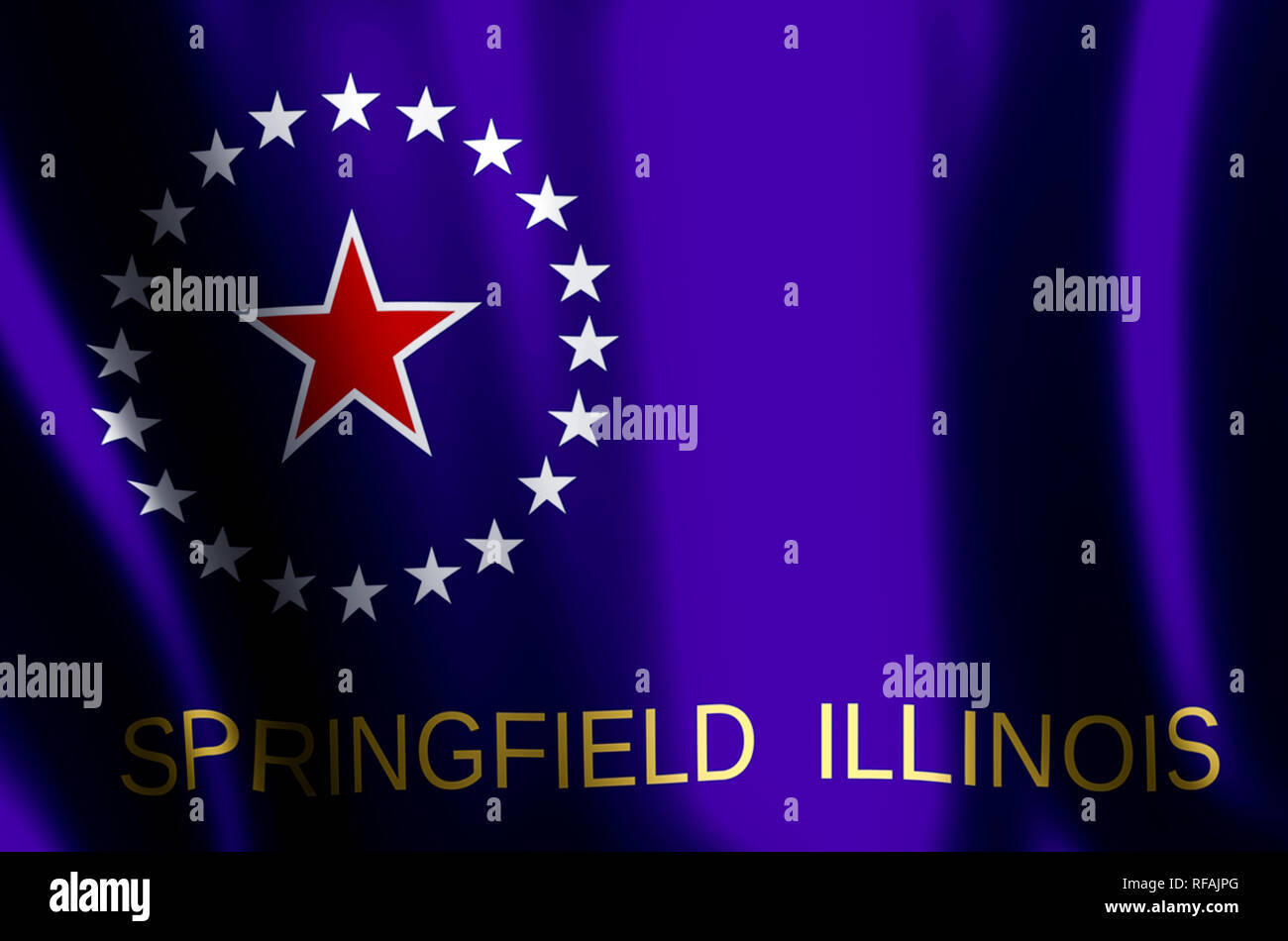Springfield Illinois stylish waving and closeup flag illustration ...