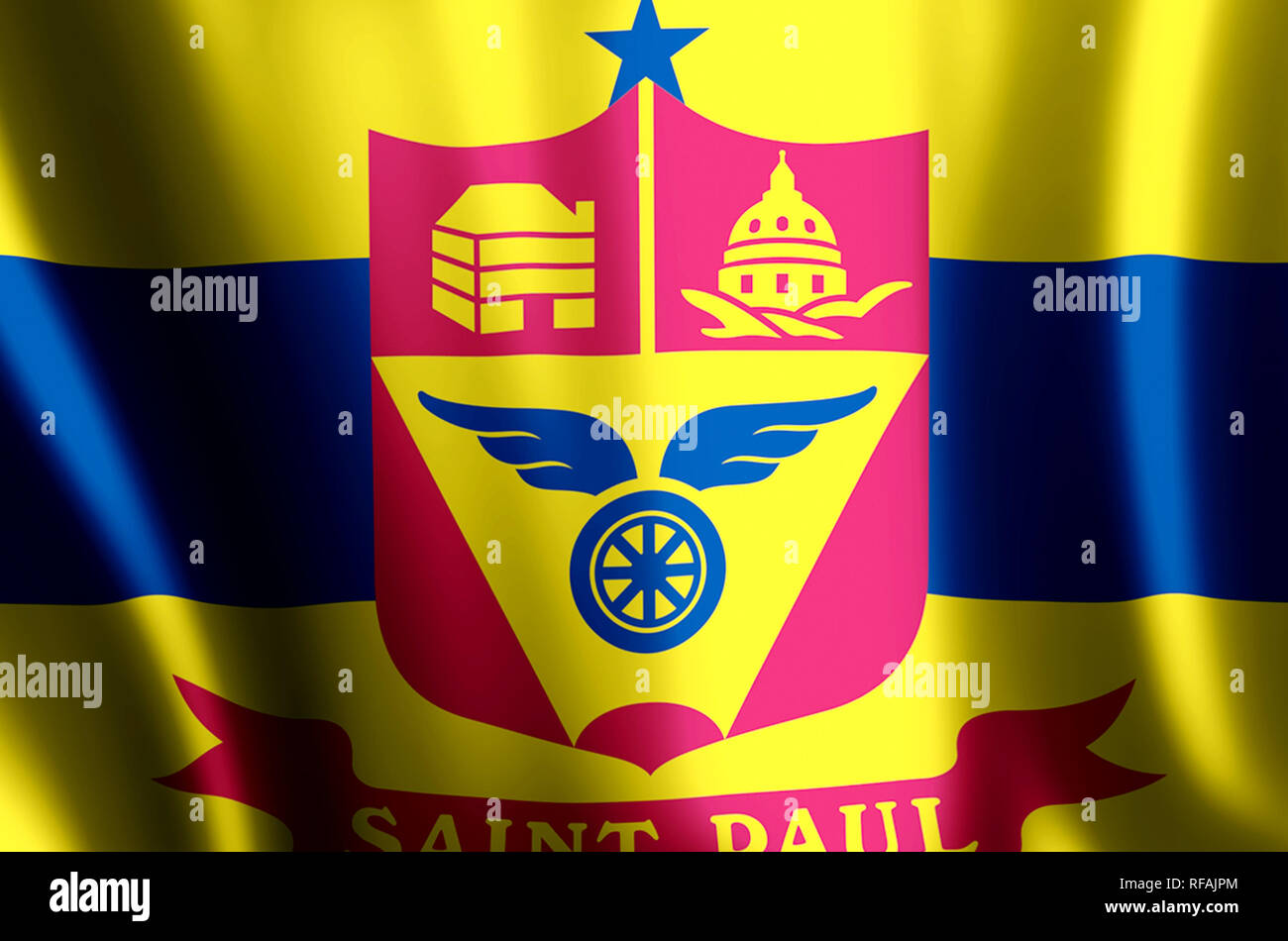 St. Paul Minnesota stylish waving and closeup flag illustration ...