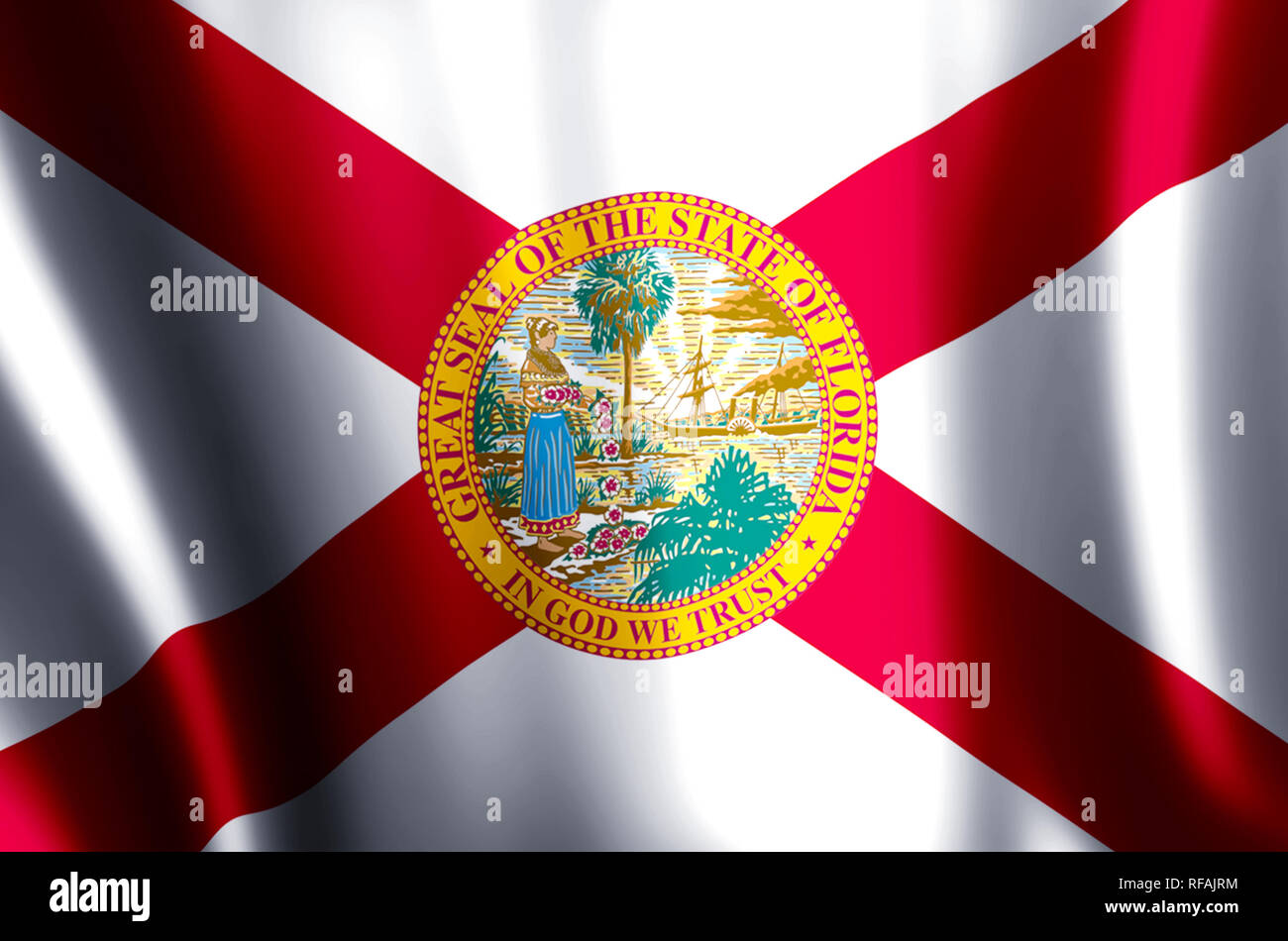Florida stylish waving and closeup flag illustration. Perfect for ...