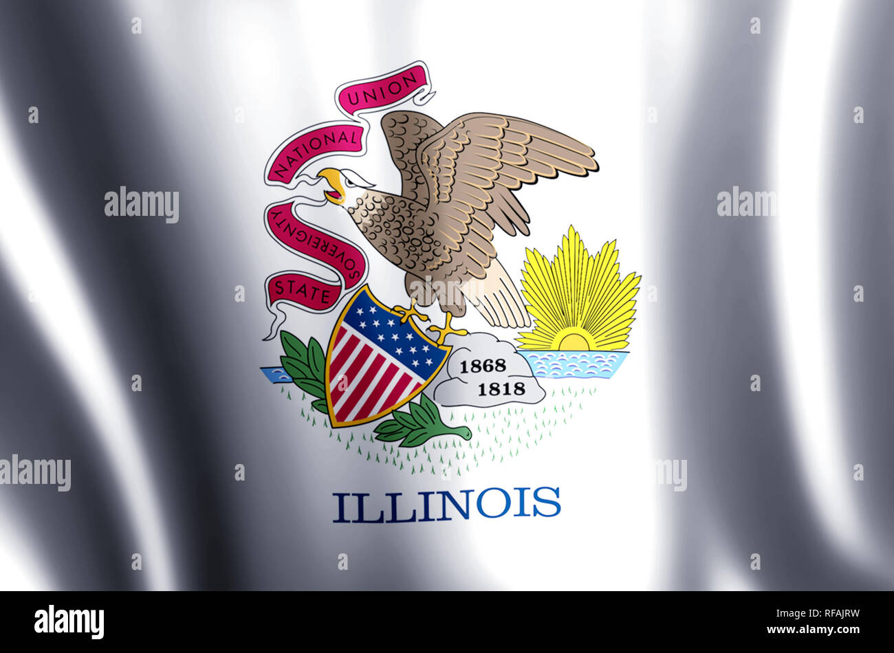 Illinois stylish waving and closeup flag illustration. Perfect for ...