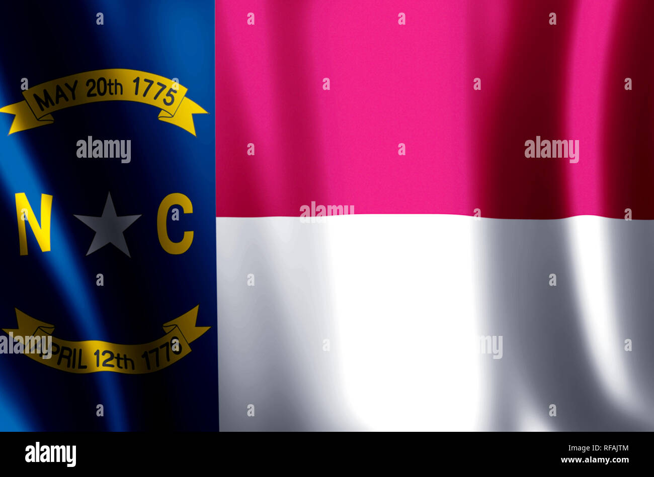 North Carolina stylish waving and closeup flag illustration. Perfect ...