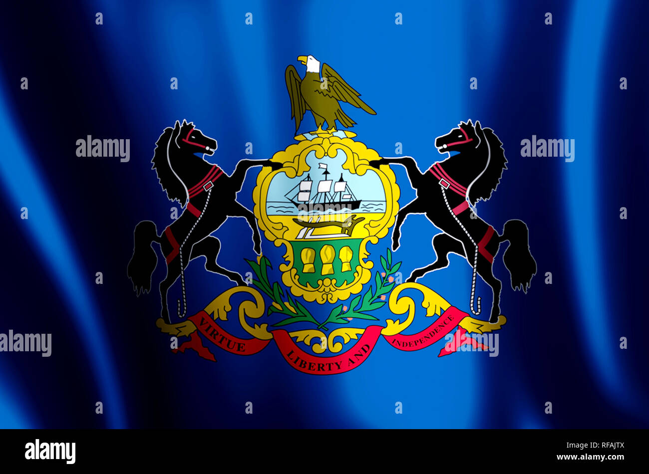 Pennsylvania stylish waving and closeup flag illustration. Perfect for ...