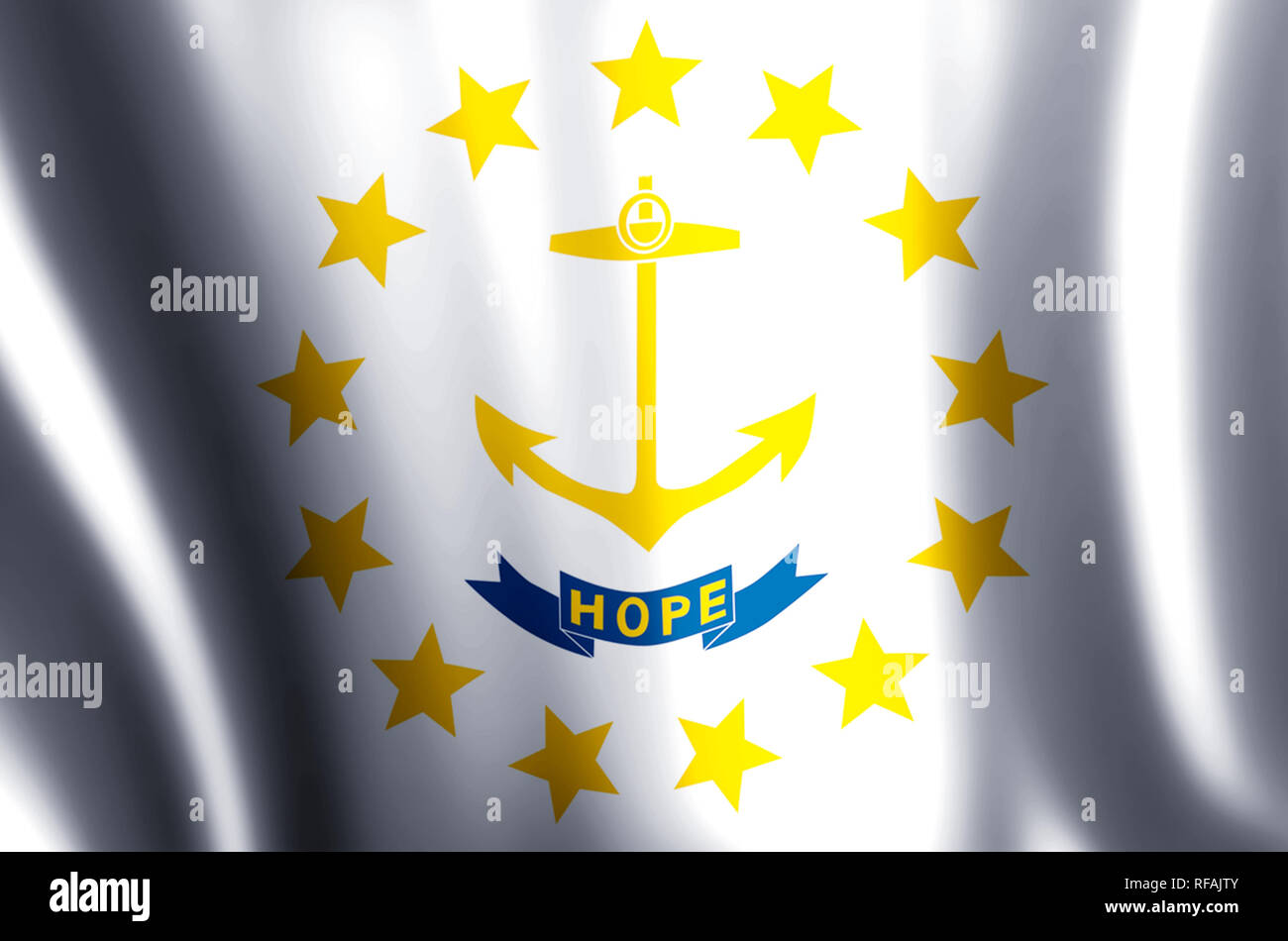 Rhode Island stylish waving and closeup flag illustration. Perfect for ...