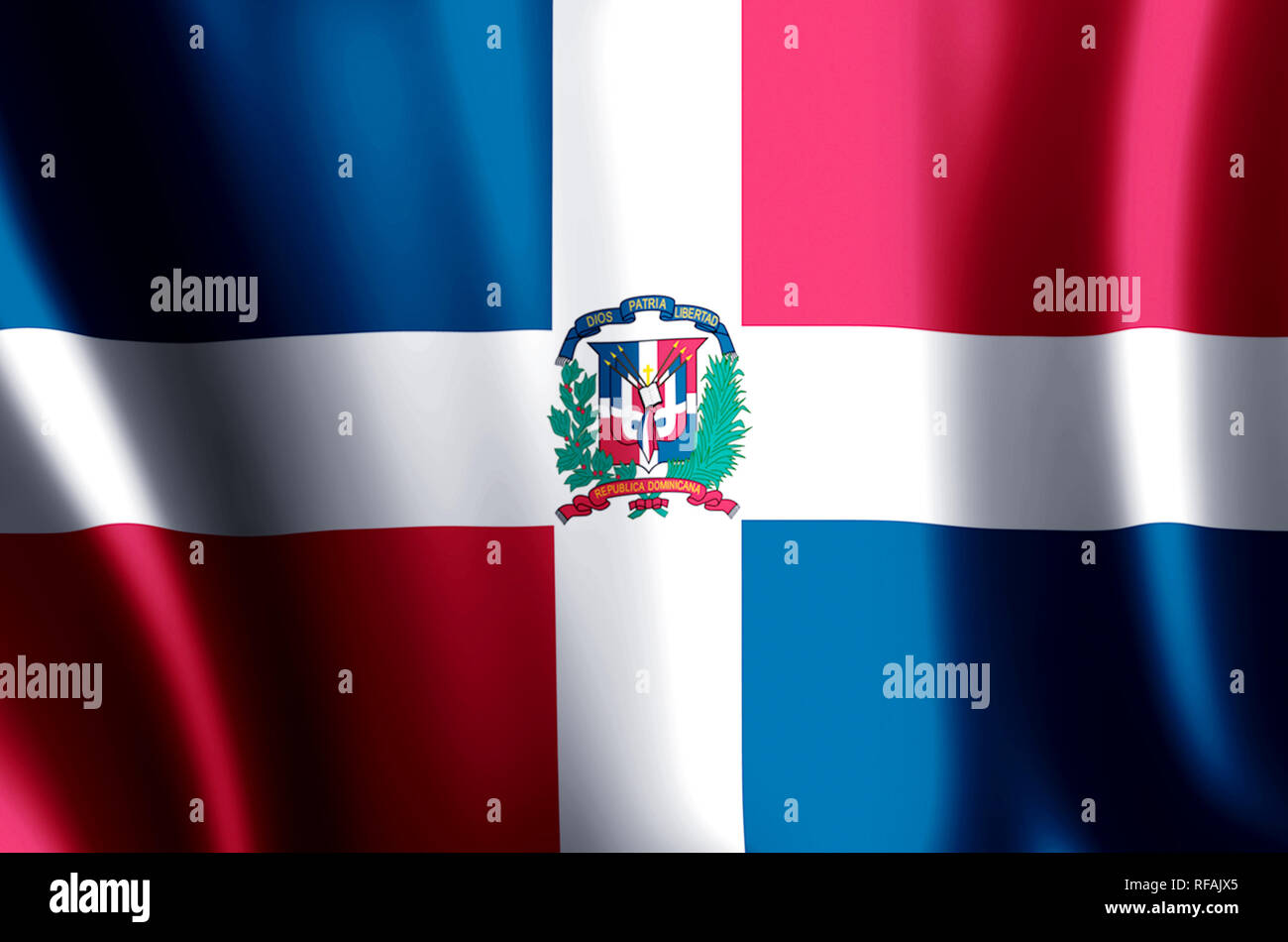 Dominican republic stylish waving and closeup flag illustration ...