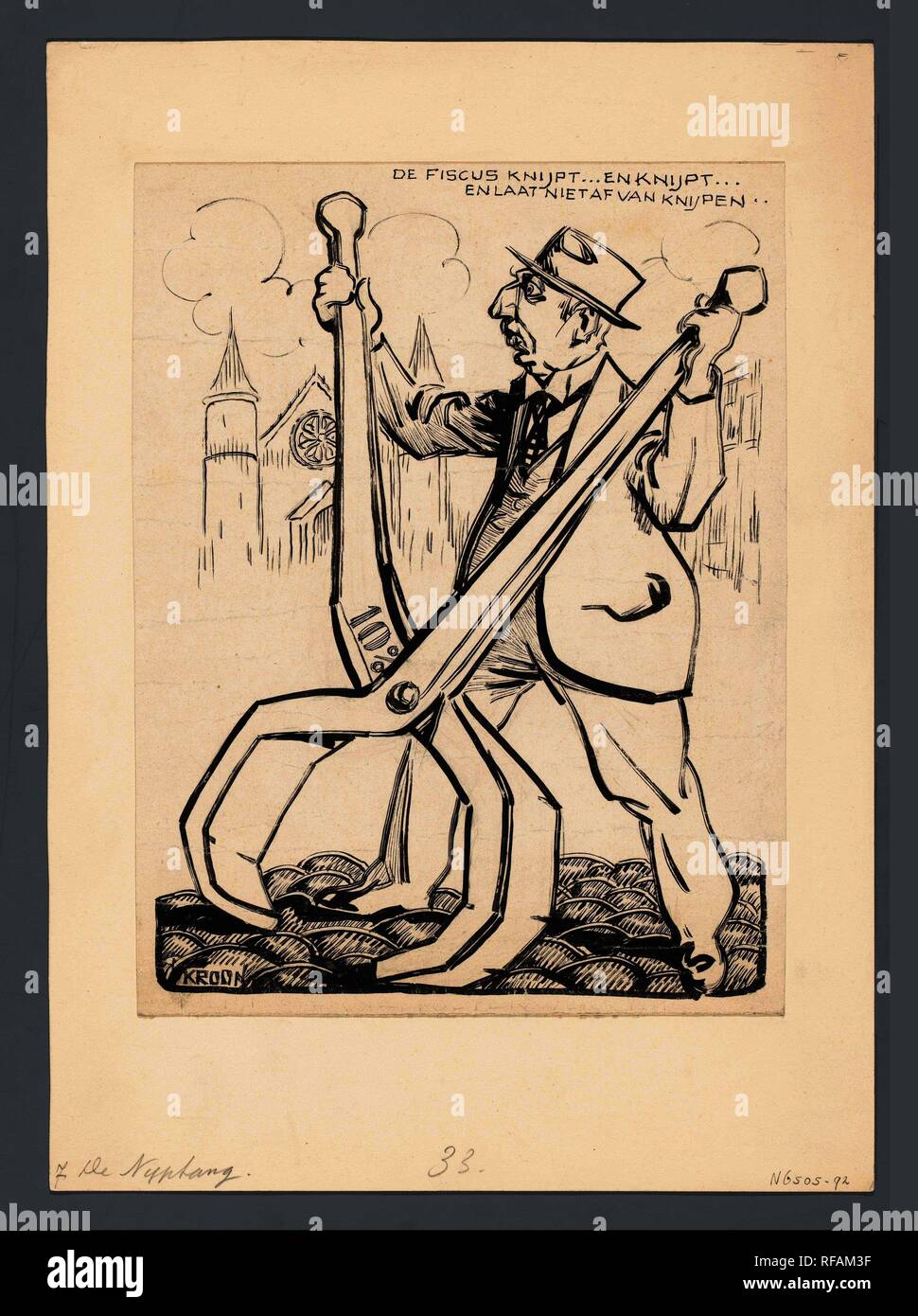 Fiscus met nijptang. De Nijptang (title on object). Draughtsman ...