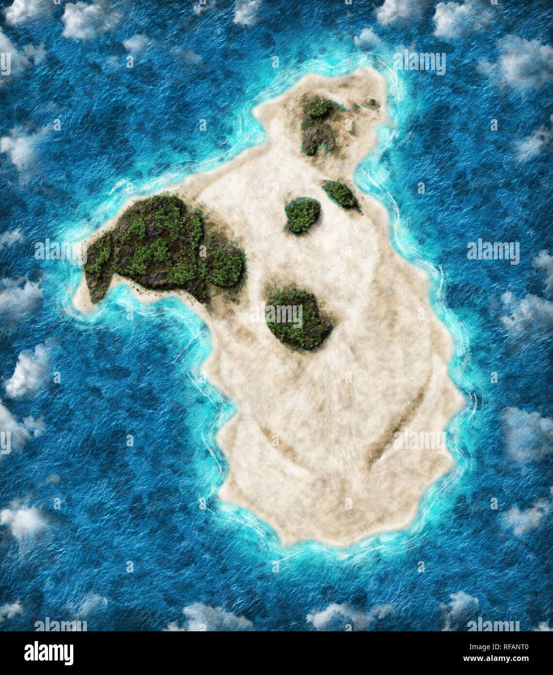 Aerial view of beautiful island in the shape of a dog Stock Photo - Alamy