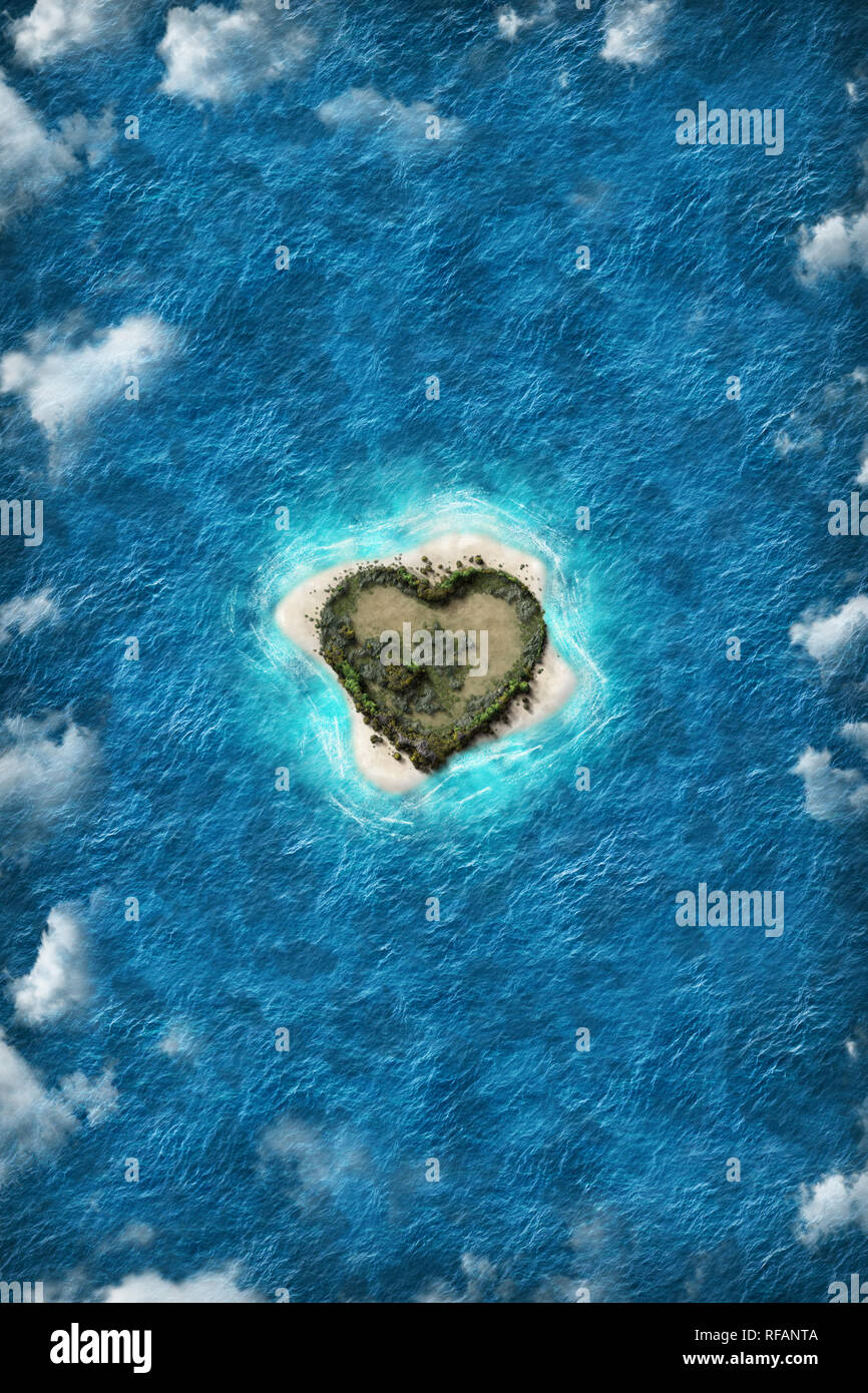 Aerial view of beautiful island in the shape of a heart Stock Photo - Alamy