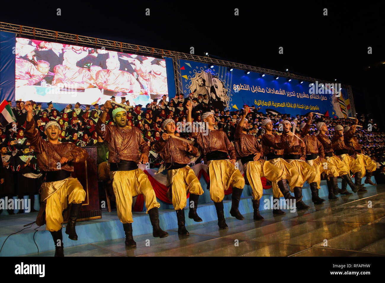 January 23, 2019 - Students attend the graduation ceremony for ...