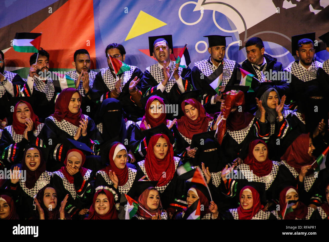 January 23, 2019 - Students attend the graduation ceremony for ...