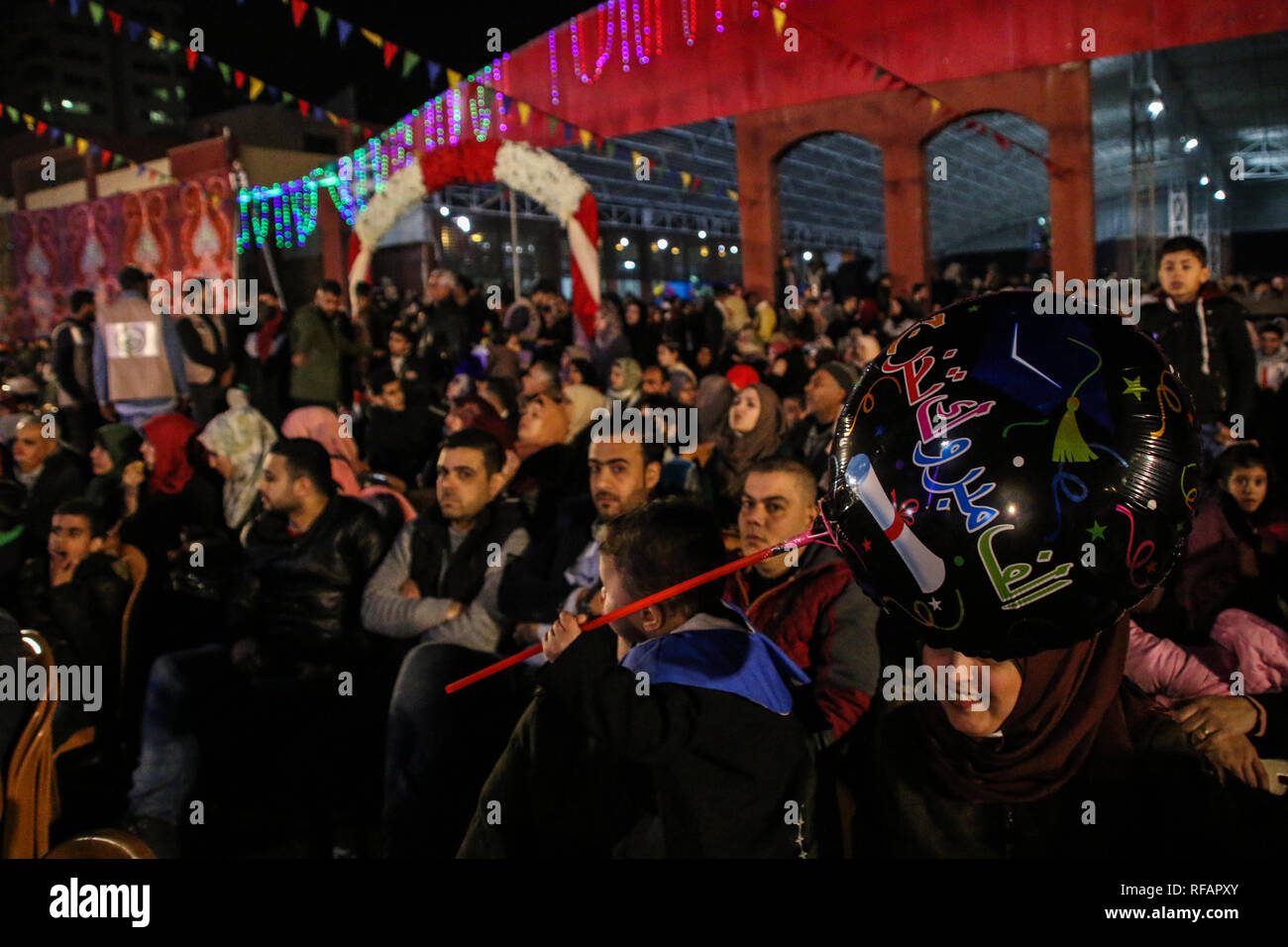 January 23, 2019 - Students attend the graduation ceremony for ...