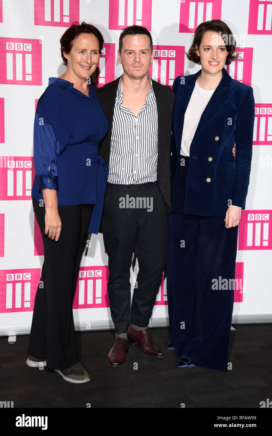 London, UK. 24th Jan, 2019. Andrew Scott, Fiona Shaw & Phoebe Waller ...