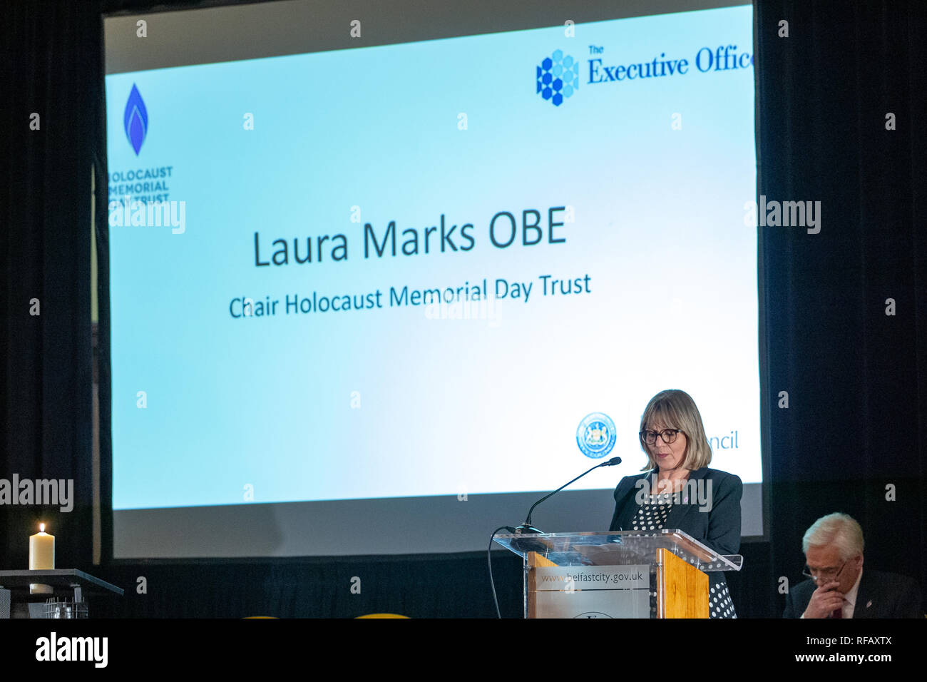 Belfast City Hall,Belfast,UK 24 January 2019. Laura Marks OBE Chair of ...