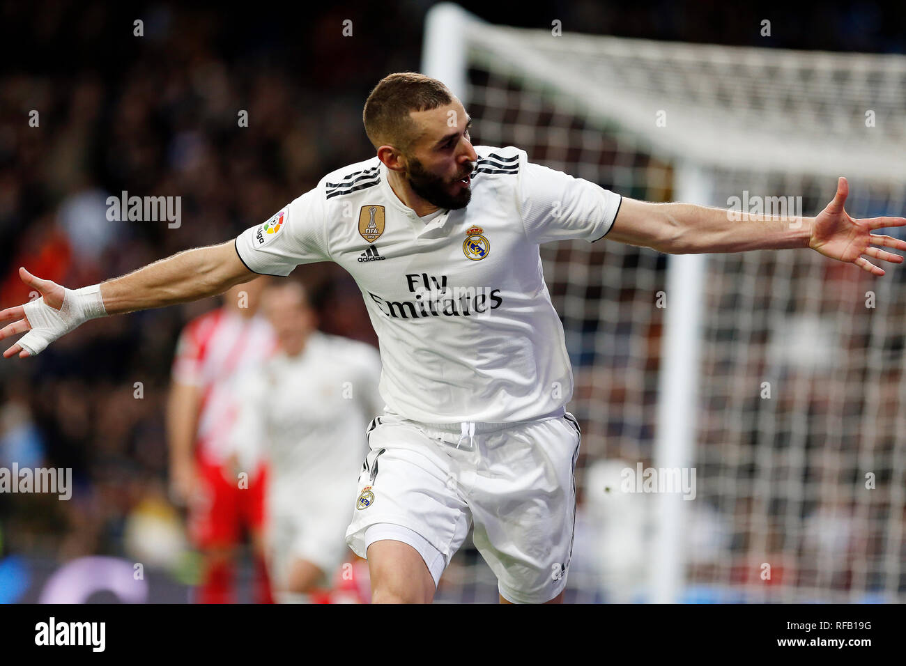 Karim Benzema (Real Madrid) seen celebrating after scoring a goal ...