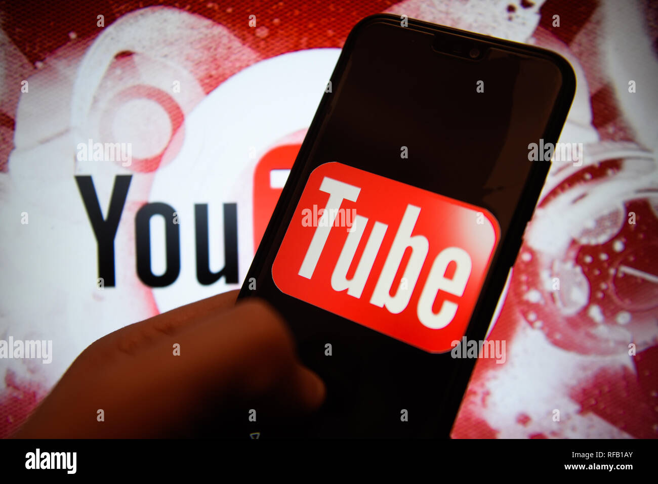 Youtube logo is seen on an android mobile phone Stock Photo - Alamy