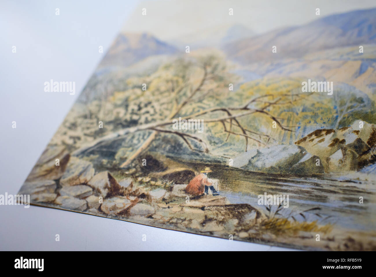 Berlin, Germany. 24th Jan, 2019. The detail of a landscape watercolour ...