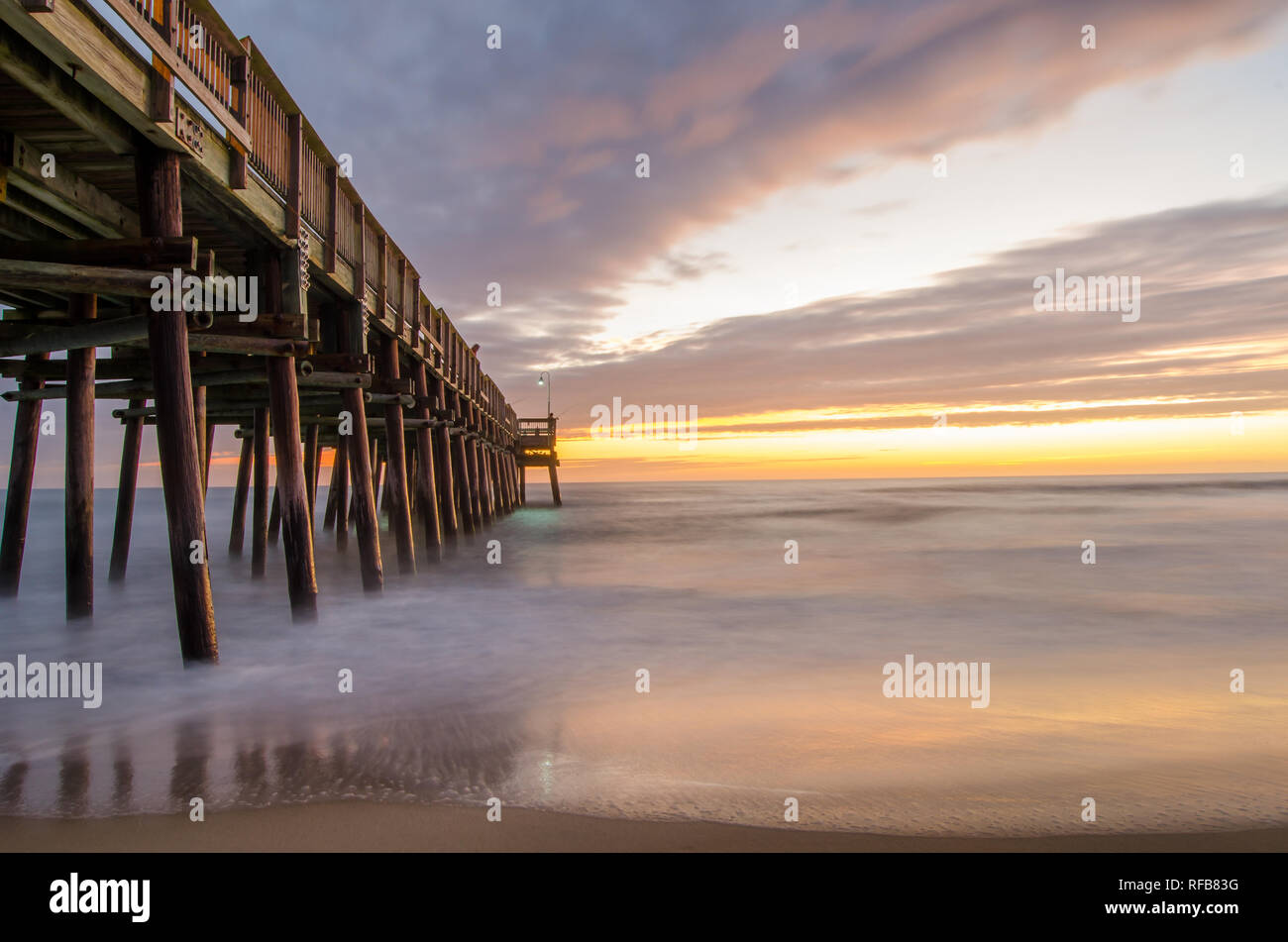 Beautiful, sunrise at Sandbridge Pier in Virginia Beach, Virginia Stock ...