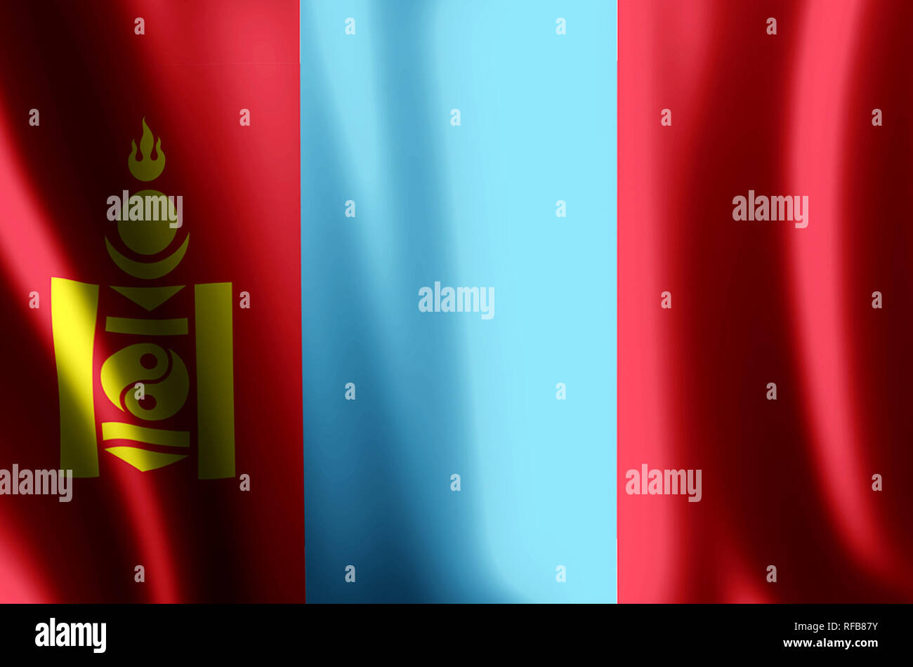 Mongolia stylish waving and closeup flag illustration. Perfect for ...