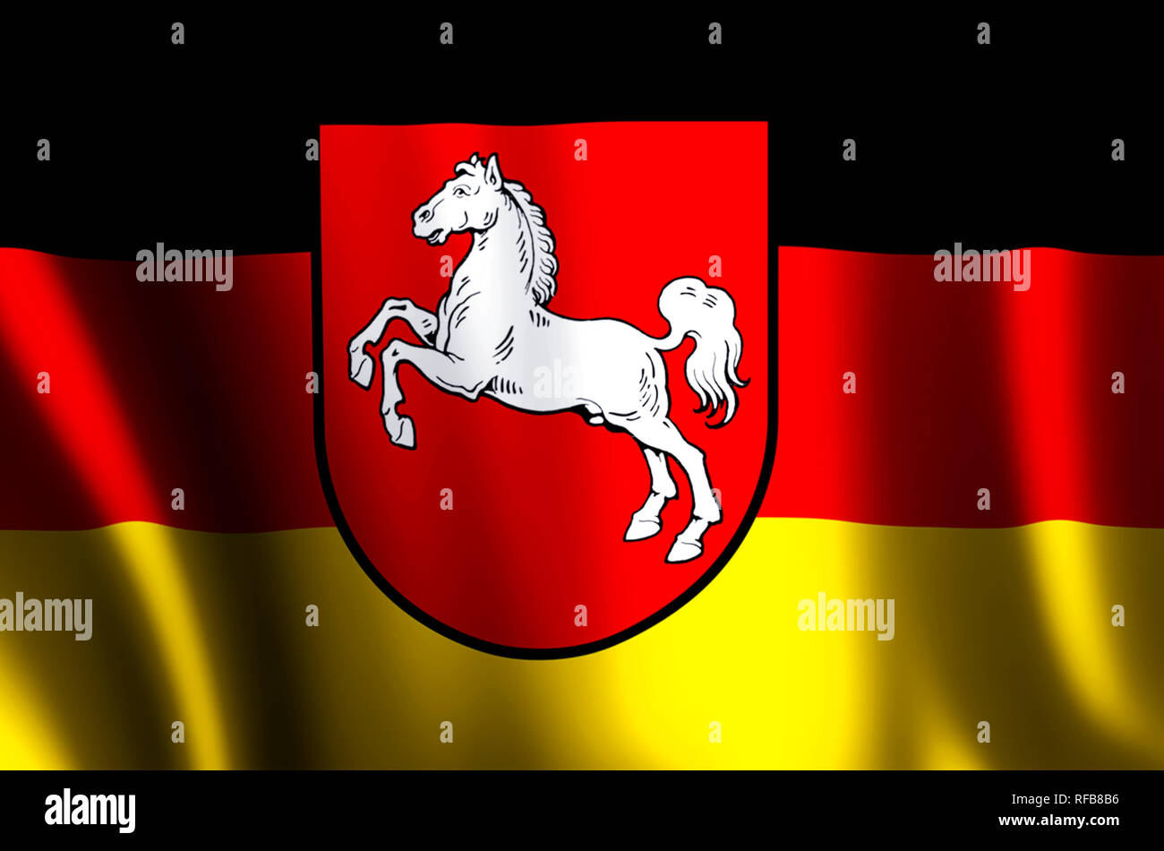 Lower Saxony stylish waving and closeup flag illustration. Perfect for ...
