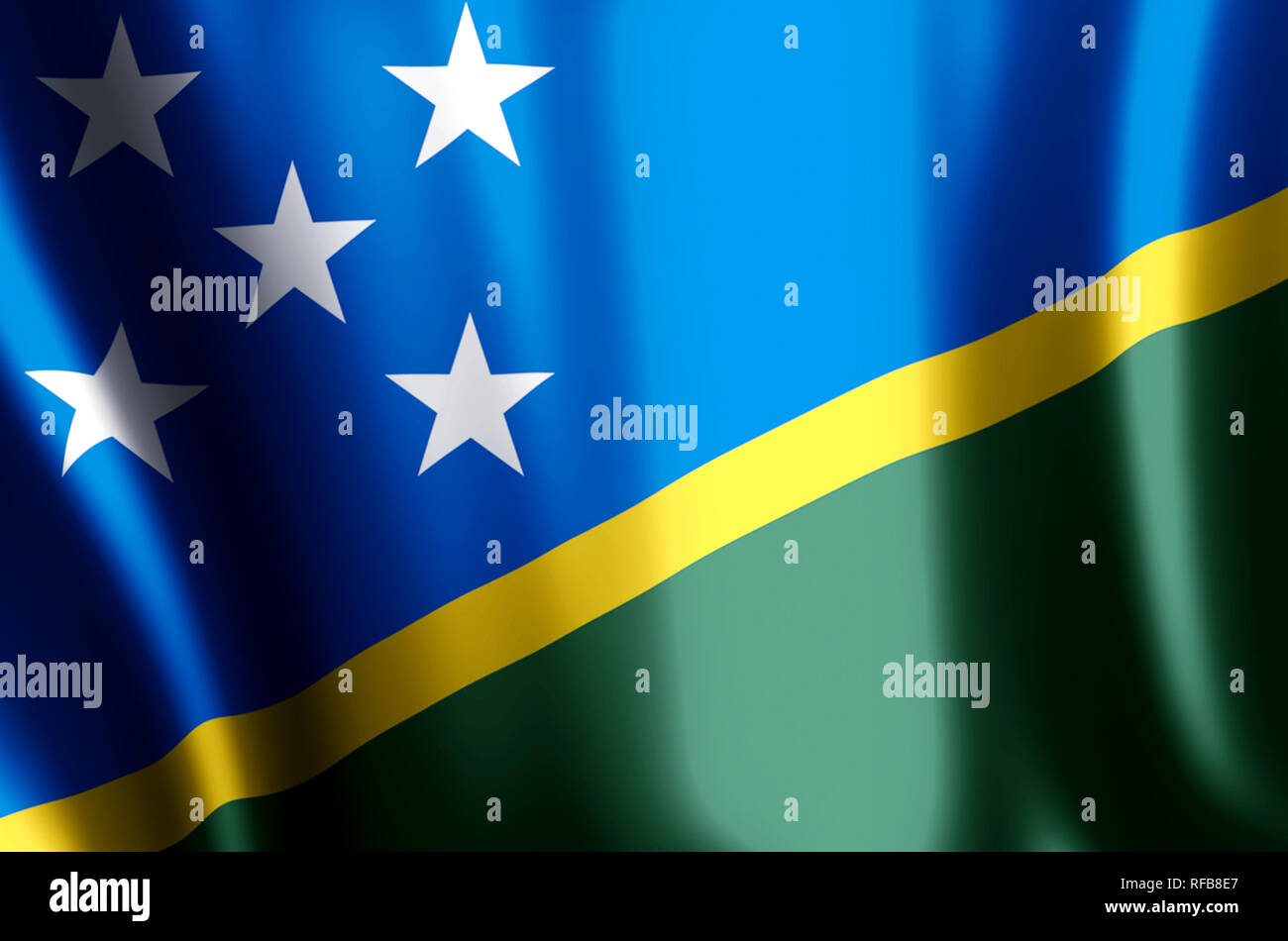 Salomon Islands stylish waving and closeup flag illustration. Perfect ...