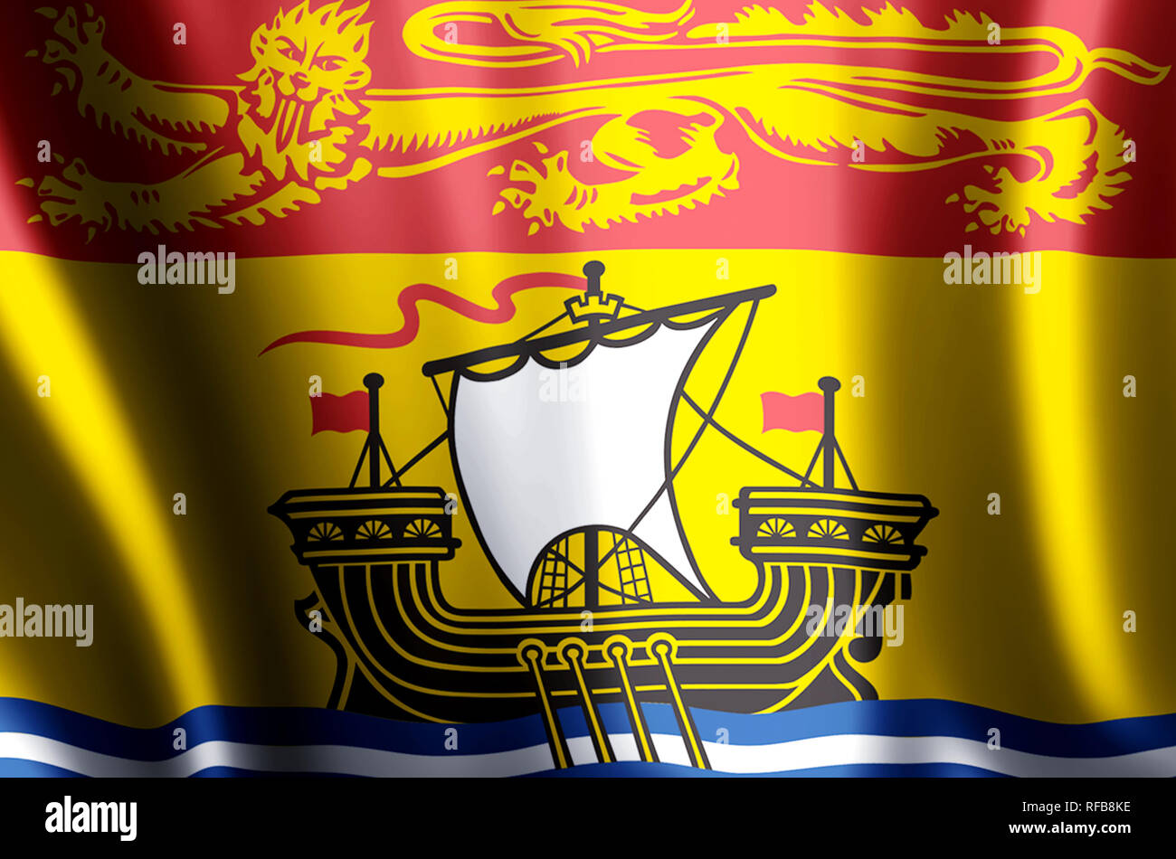 New Brunswick stylish waving and closeup flag illustration. Perfect for ...