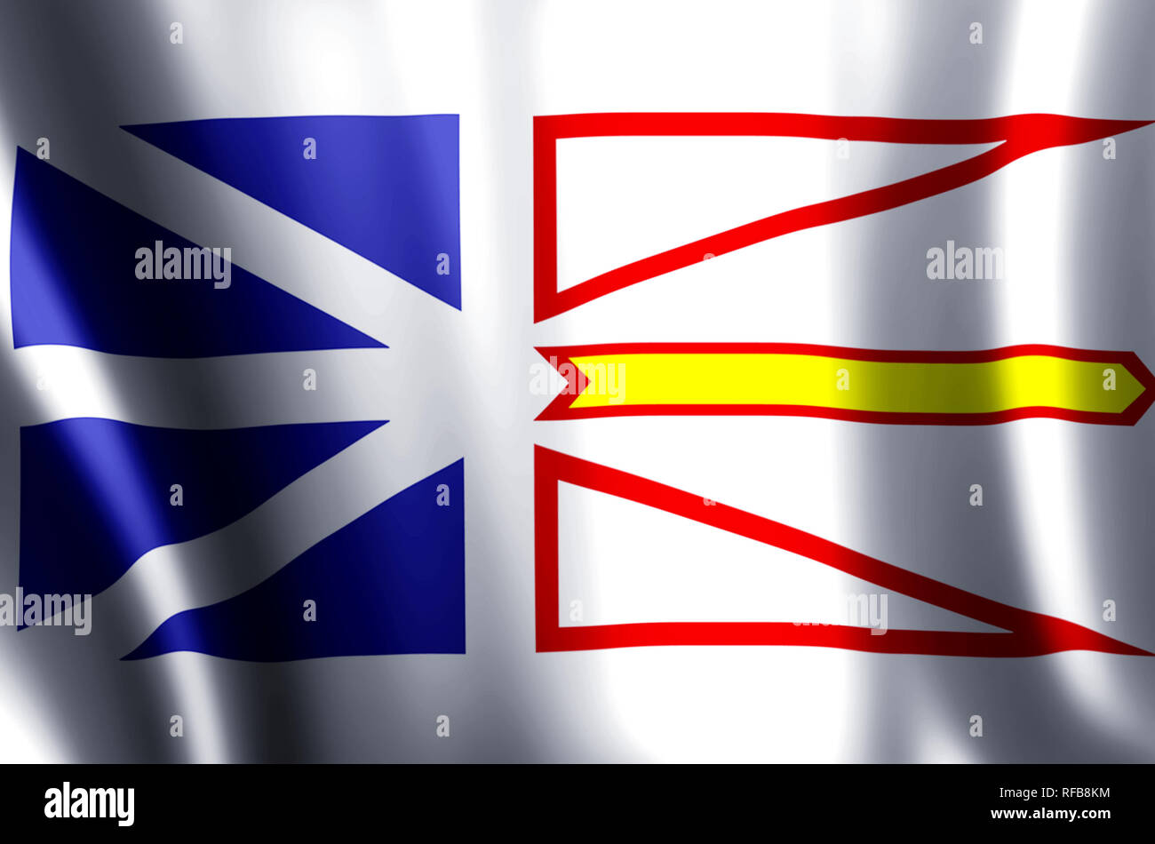 Newfoundland And Labrador stylish waving and closeup flag illustration ...