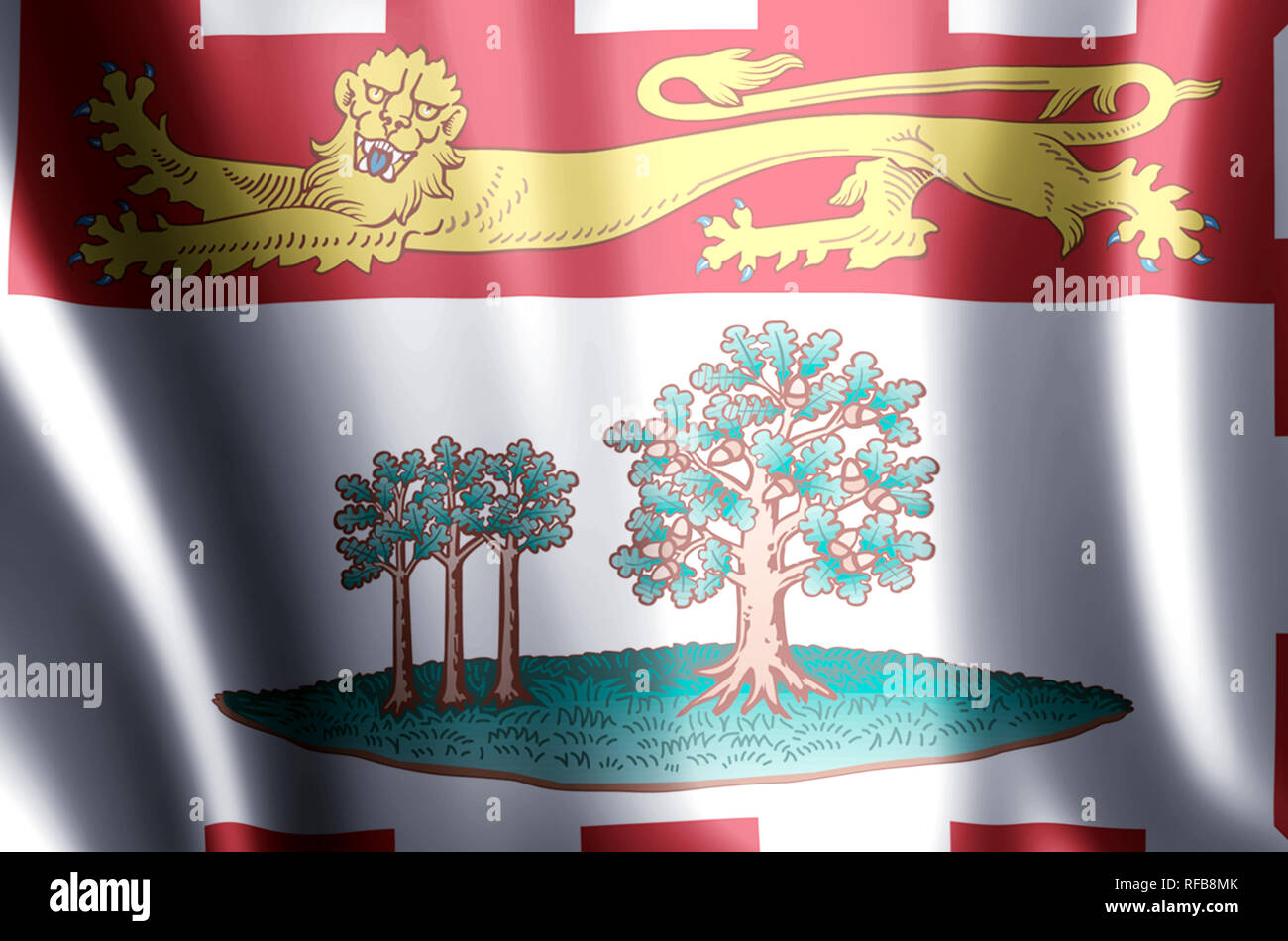 Prince Edward Island stylish waving and closeup flag illustration ...