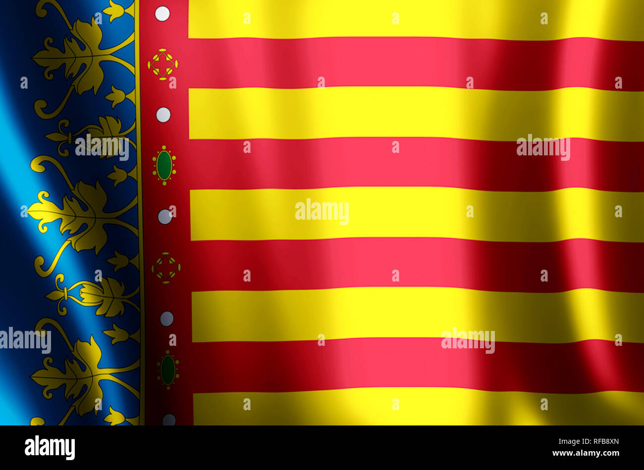 Valencia stylish waving and closeup flag illustration. Perfect for ...