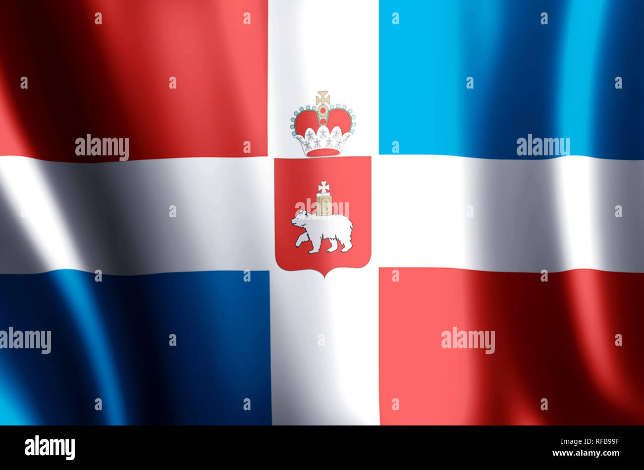 Perm stylish waving and closeup flag illustration. Perfect for ...