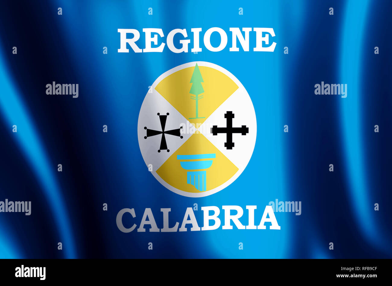 Calabria stylish waving and closeup flag illustration. Perfect for ...