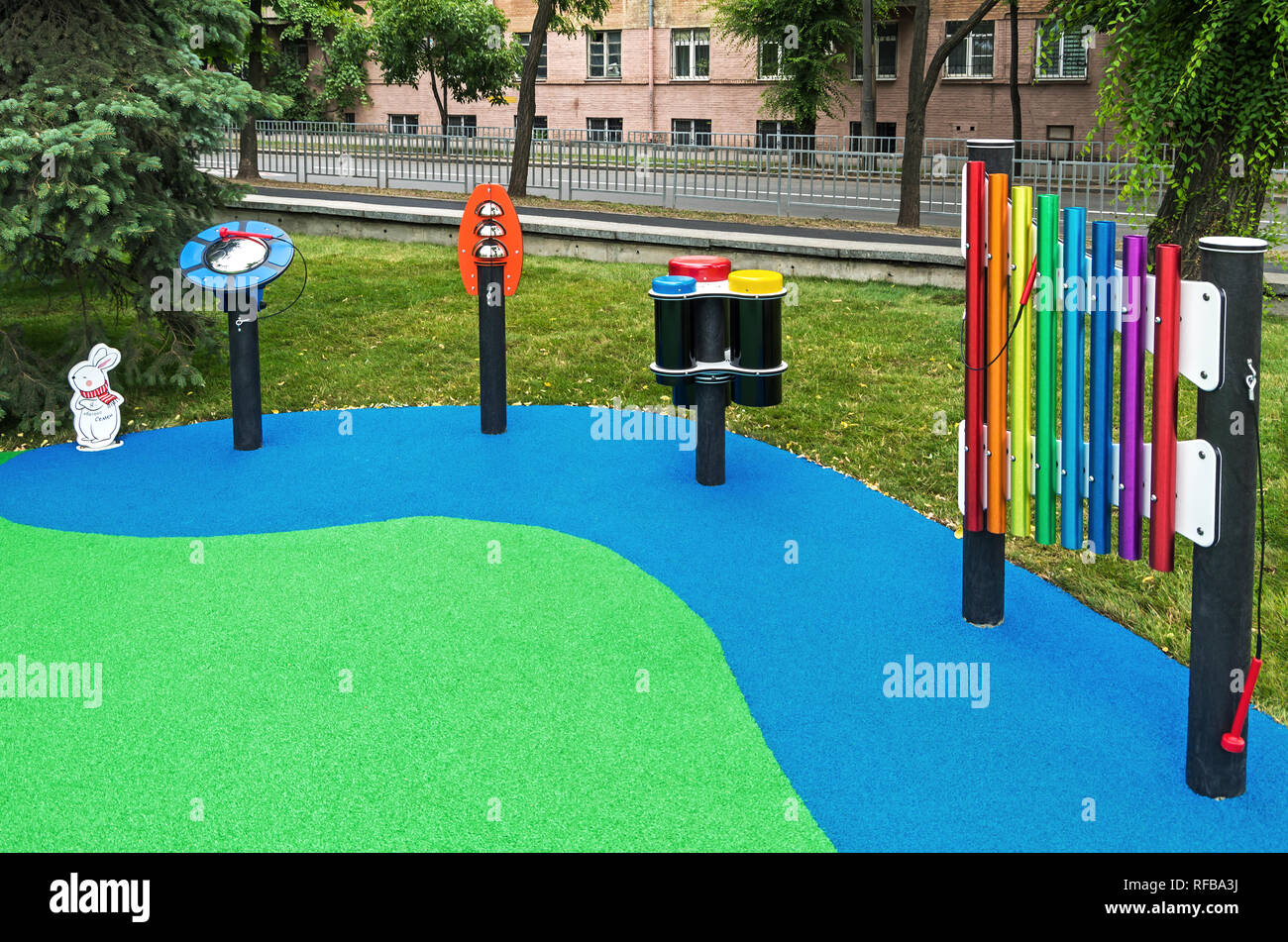 Street musical instruments for children are located in the city ...