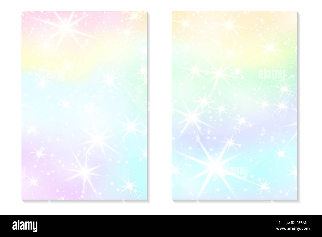 Unicorn rainbow background. Holographic sky in pastel color. Bright ...