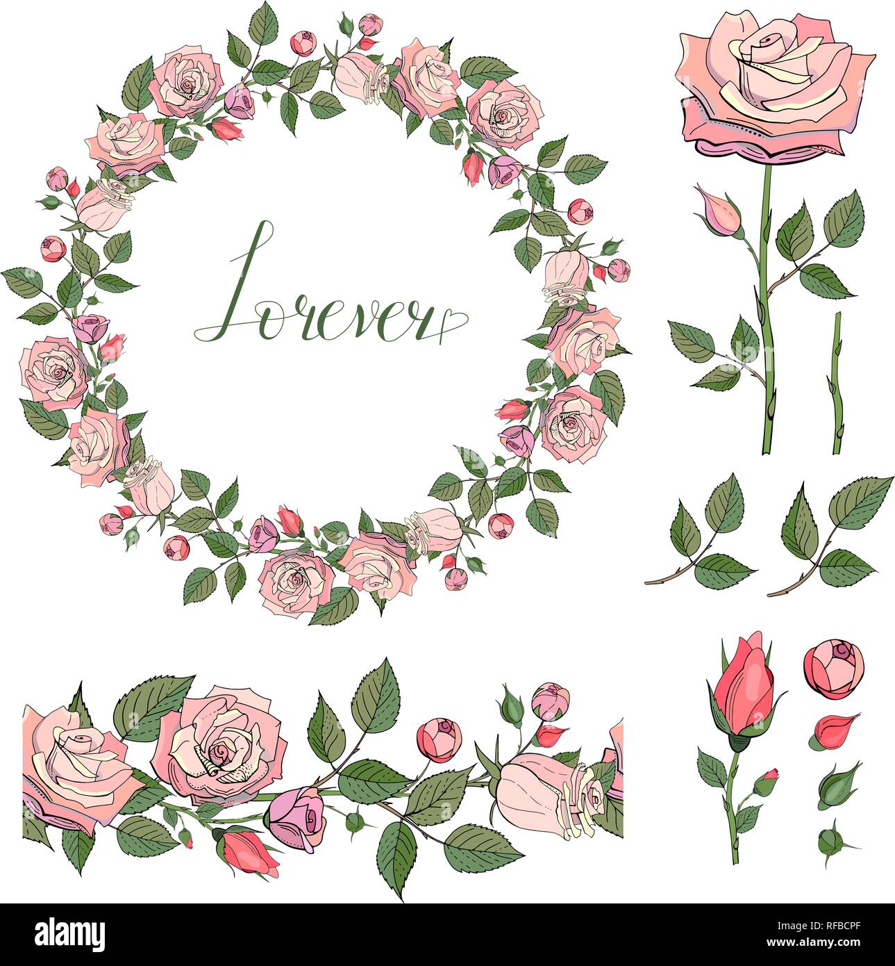 Rose garland Stock Vector Images - Alamy