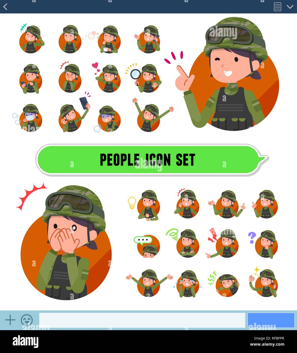 A set of Army women with expresses various emotions on the SNS screen ...