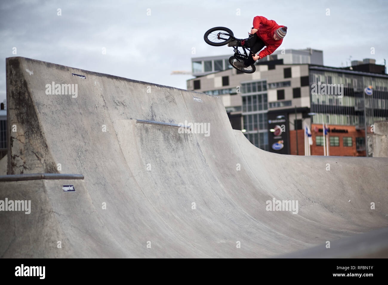 bmx rider with a jump Stock Photo - Alamy