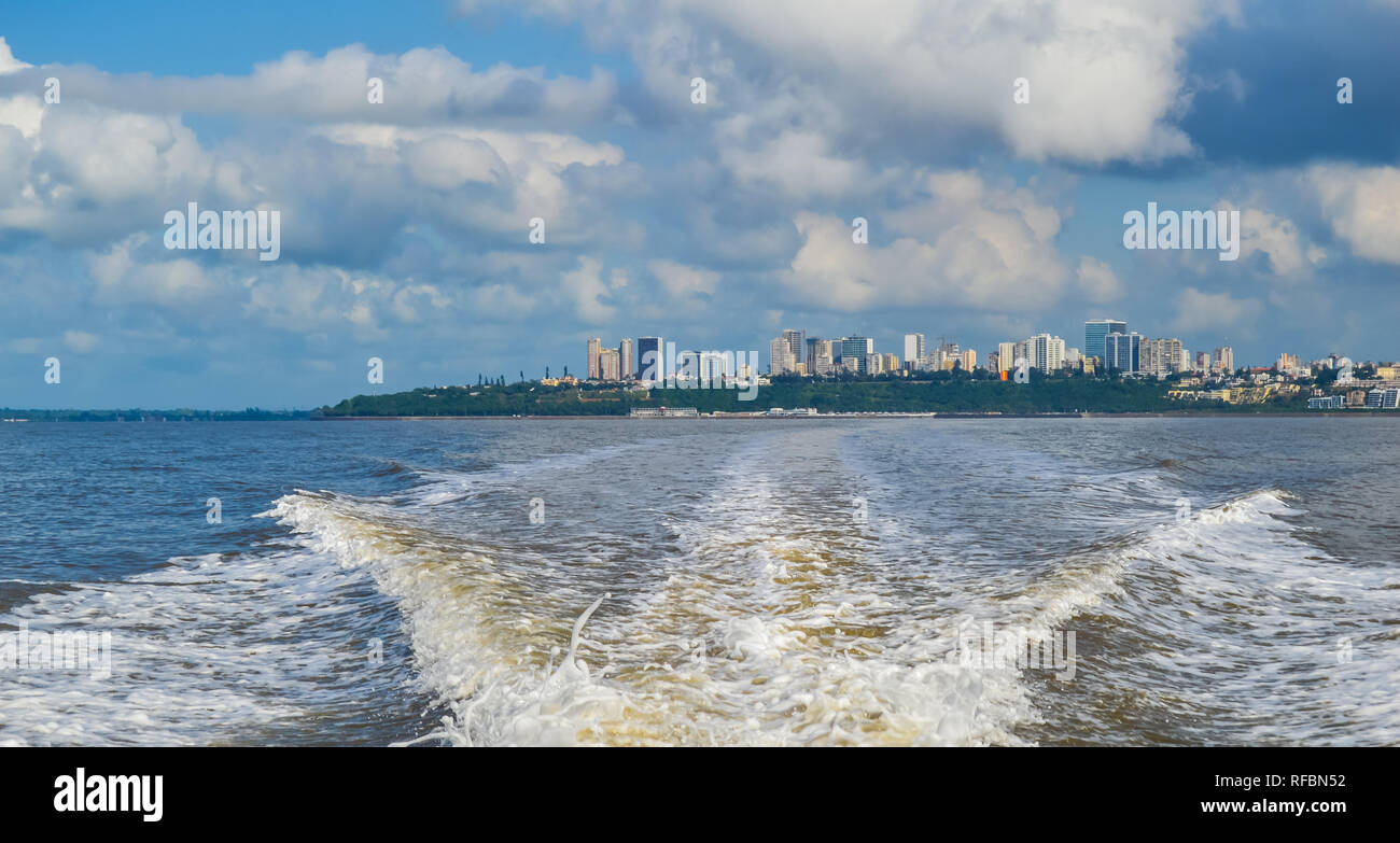 Beautiful Maputo skyline taken from a boat trip to Portuguese Island ...