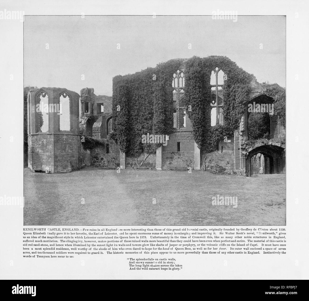Kenilworth Castle, England, Antique England Photograph, 1893 Stock ...