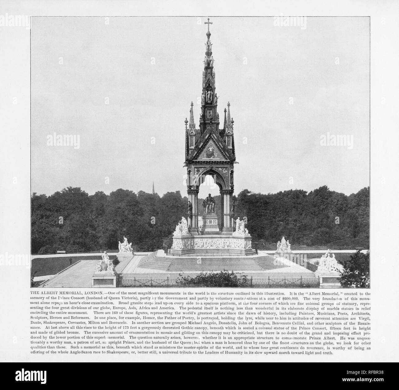 The Albert Memorial, London, Antique London Photograph, 1893 Stock ...