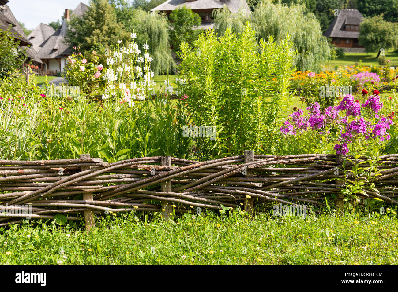 Barsana Monastery Architectural Detail - Wooden Fence with Flowers ...