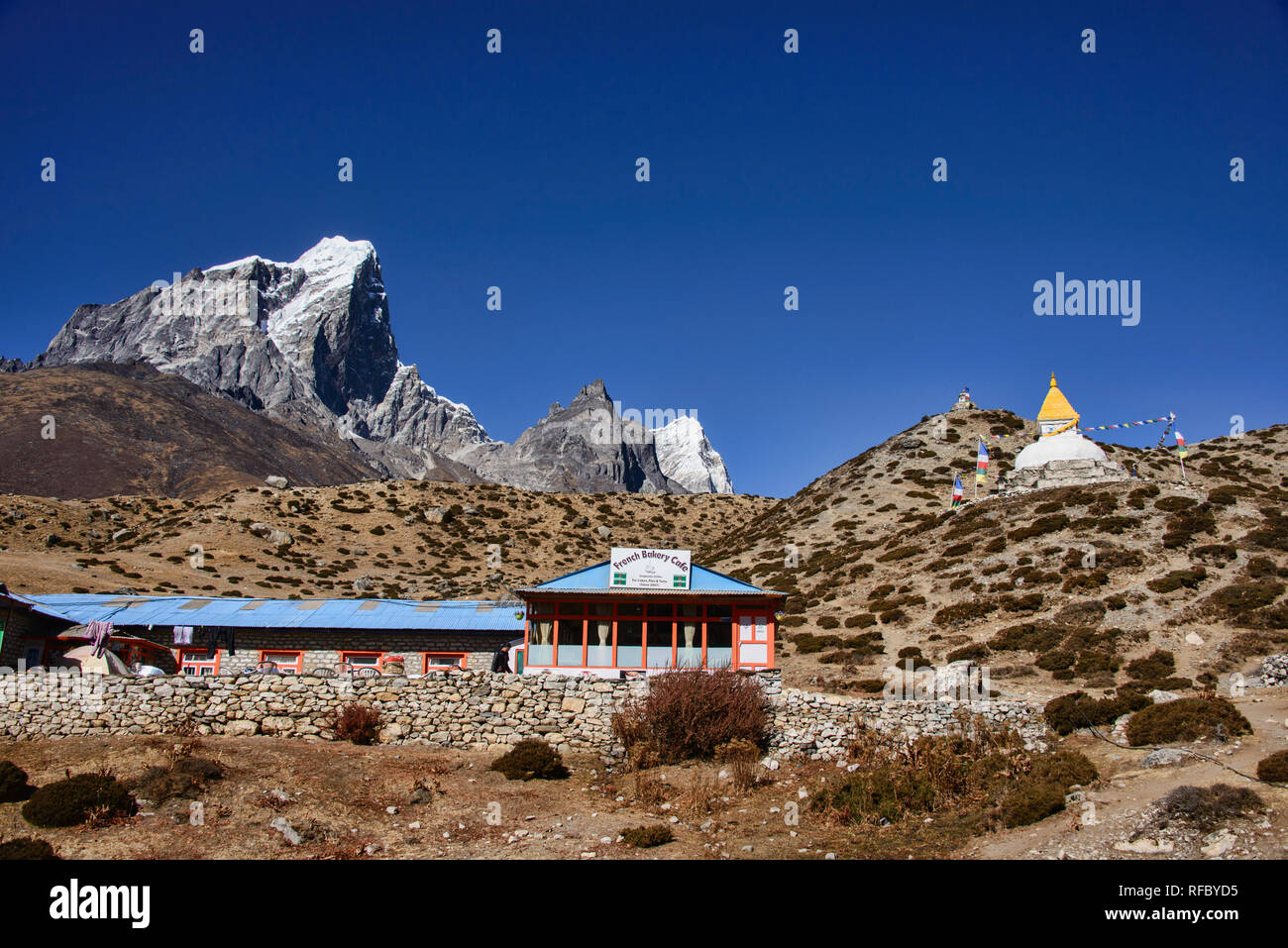 Taboche Peak seen from the village of Dingboche in the Everest Region ...