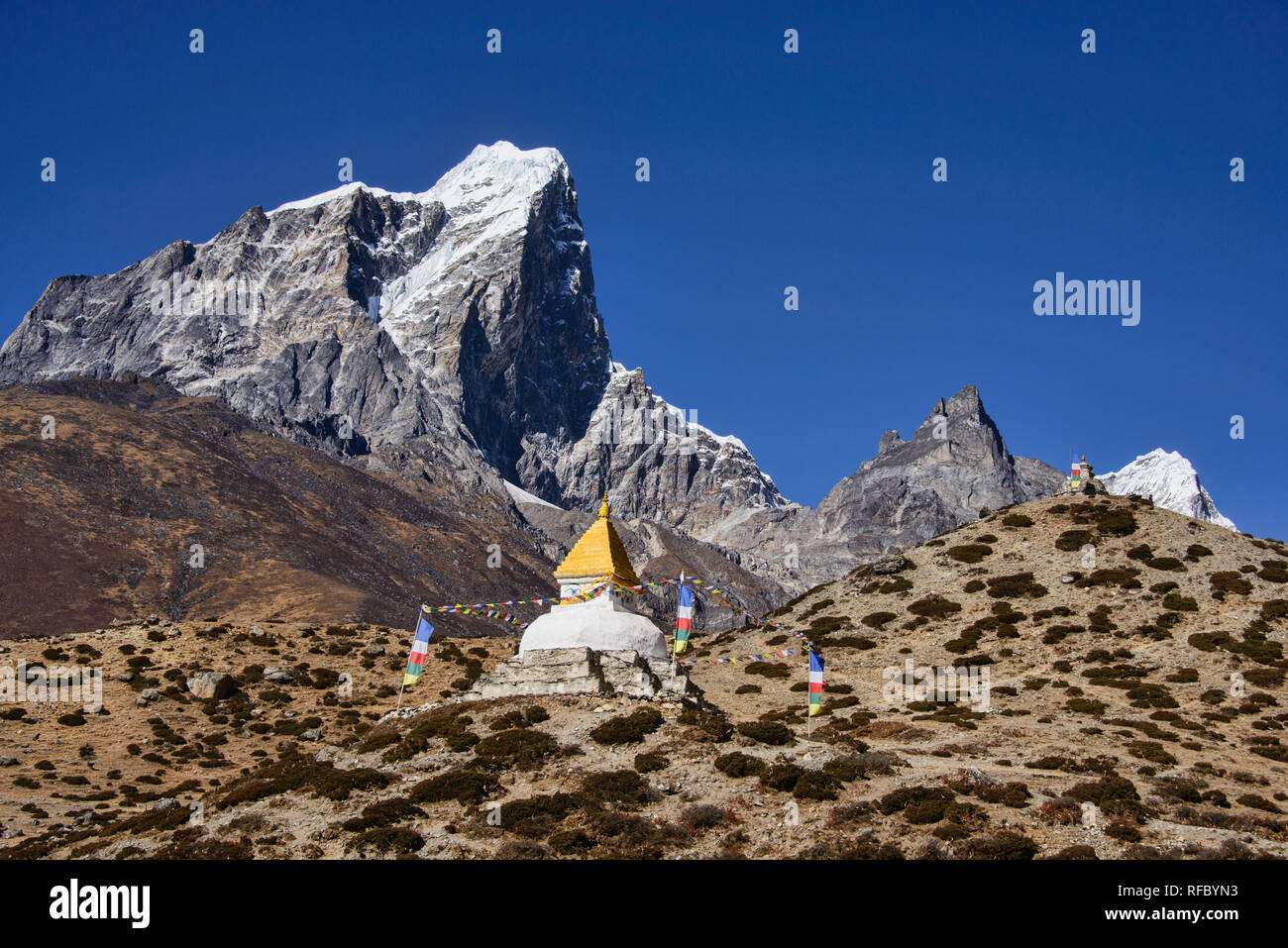 Taboche Peak seen from the village of Dingboche in the Everest Region ...
