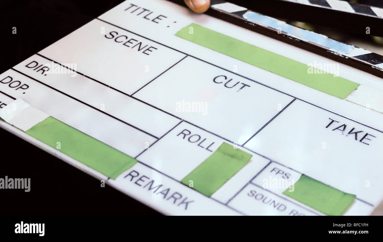 Movie production clapper board Stock Photo - Alamy